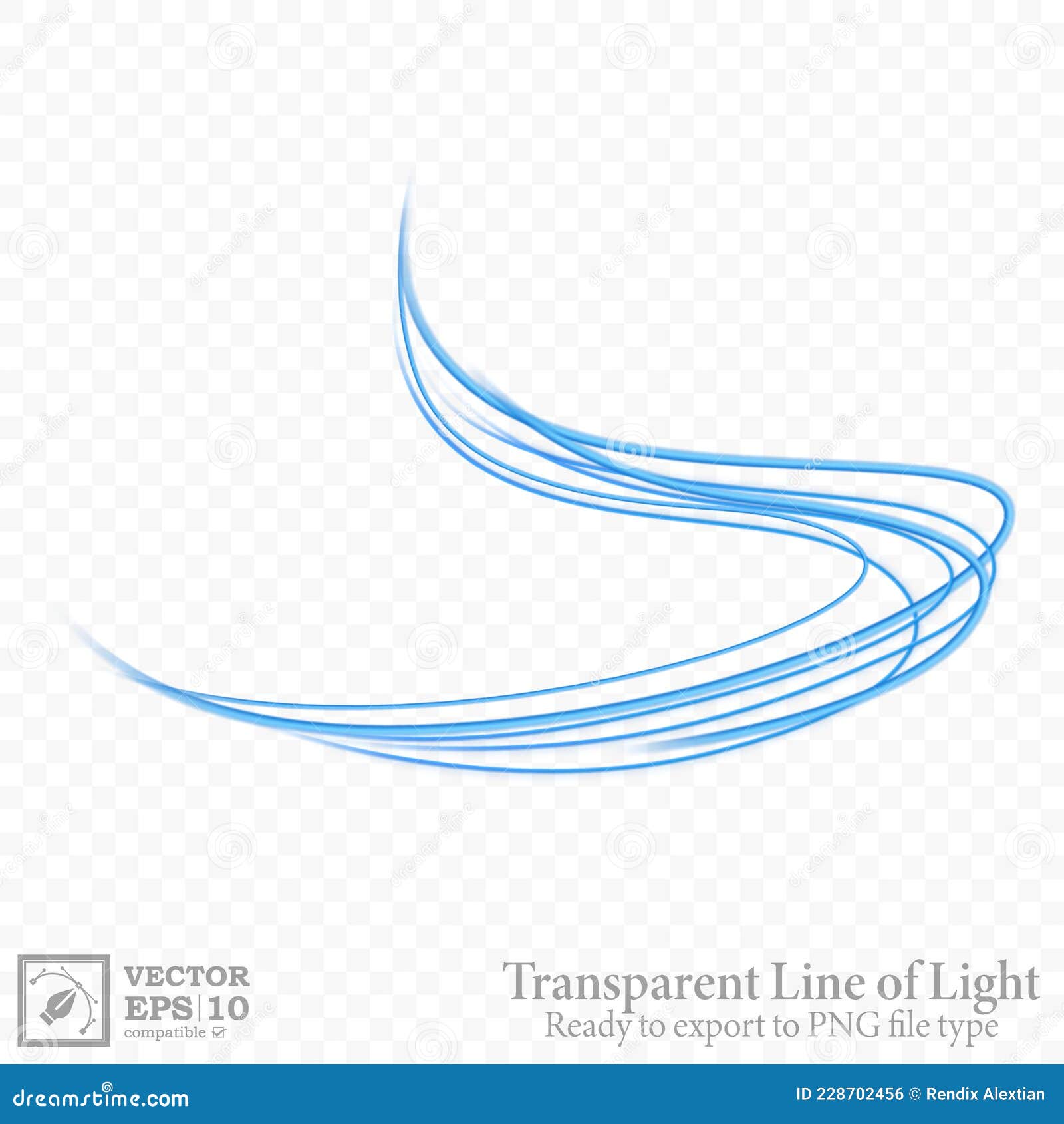 Transparent Blue Wavy Line, Ready Export To PNG File, Isolated and Easy ...