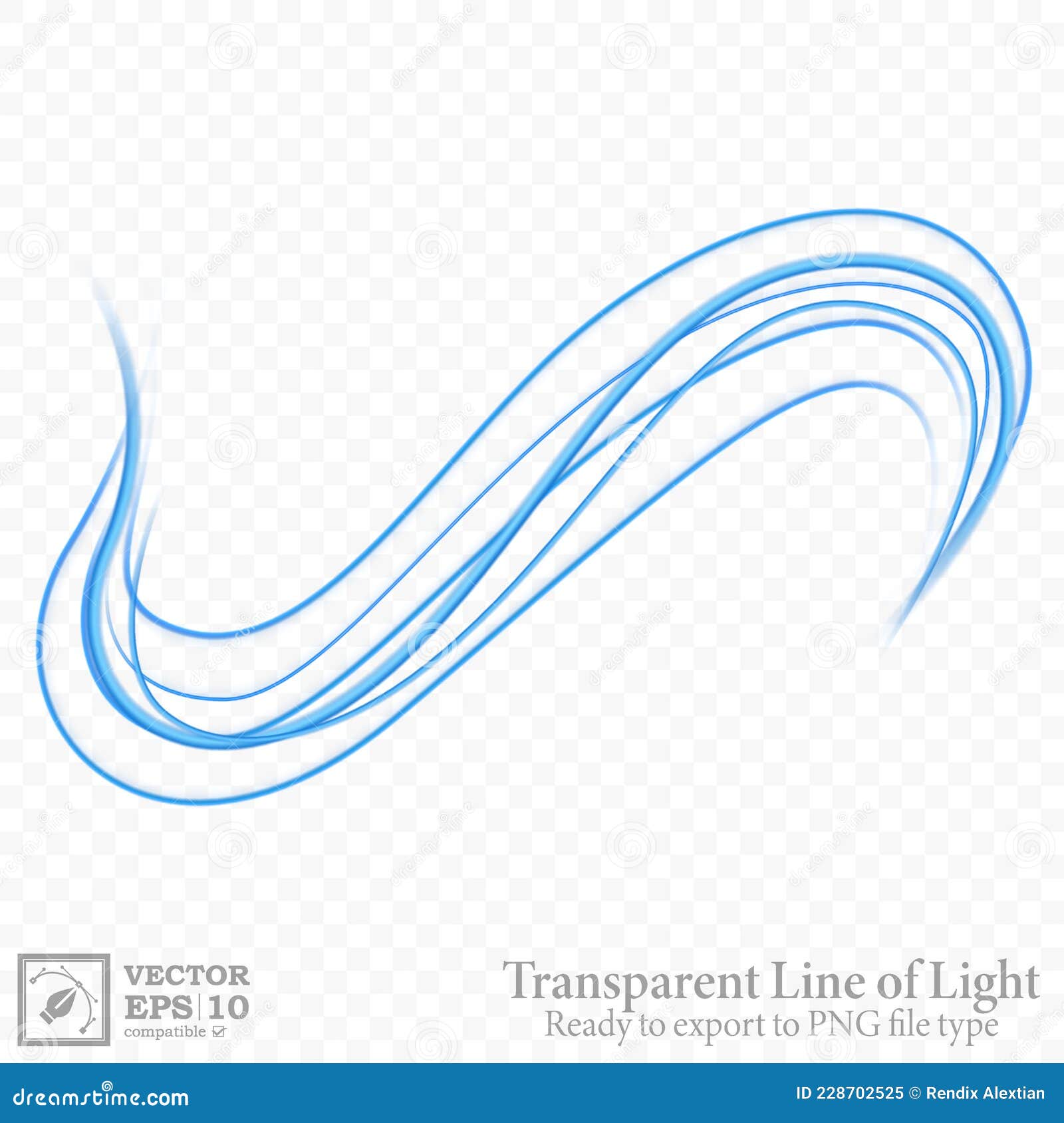 Transparent Blue Wavy Line, Ready Export To PNG File, Isolated and Easy ...