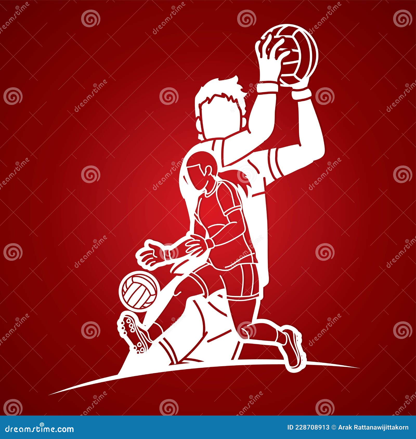 Gaelic Football Sport Male and Female Players Action Cartoon Graphic ...