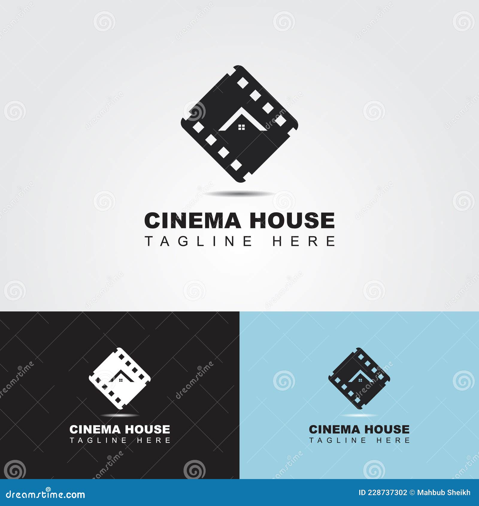 Cinema House Logo Design Template. Stock Vector - Illustration of film ...