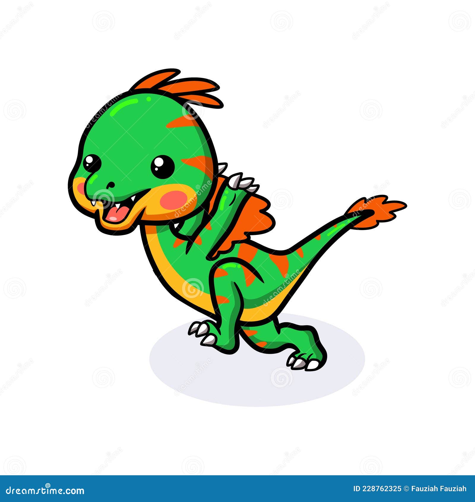 Cute Little Oviraptor Dinosaur Cartoon Stock Vector - Illustration of ...