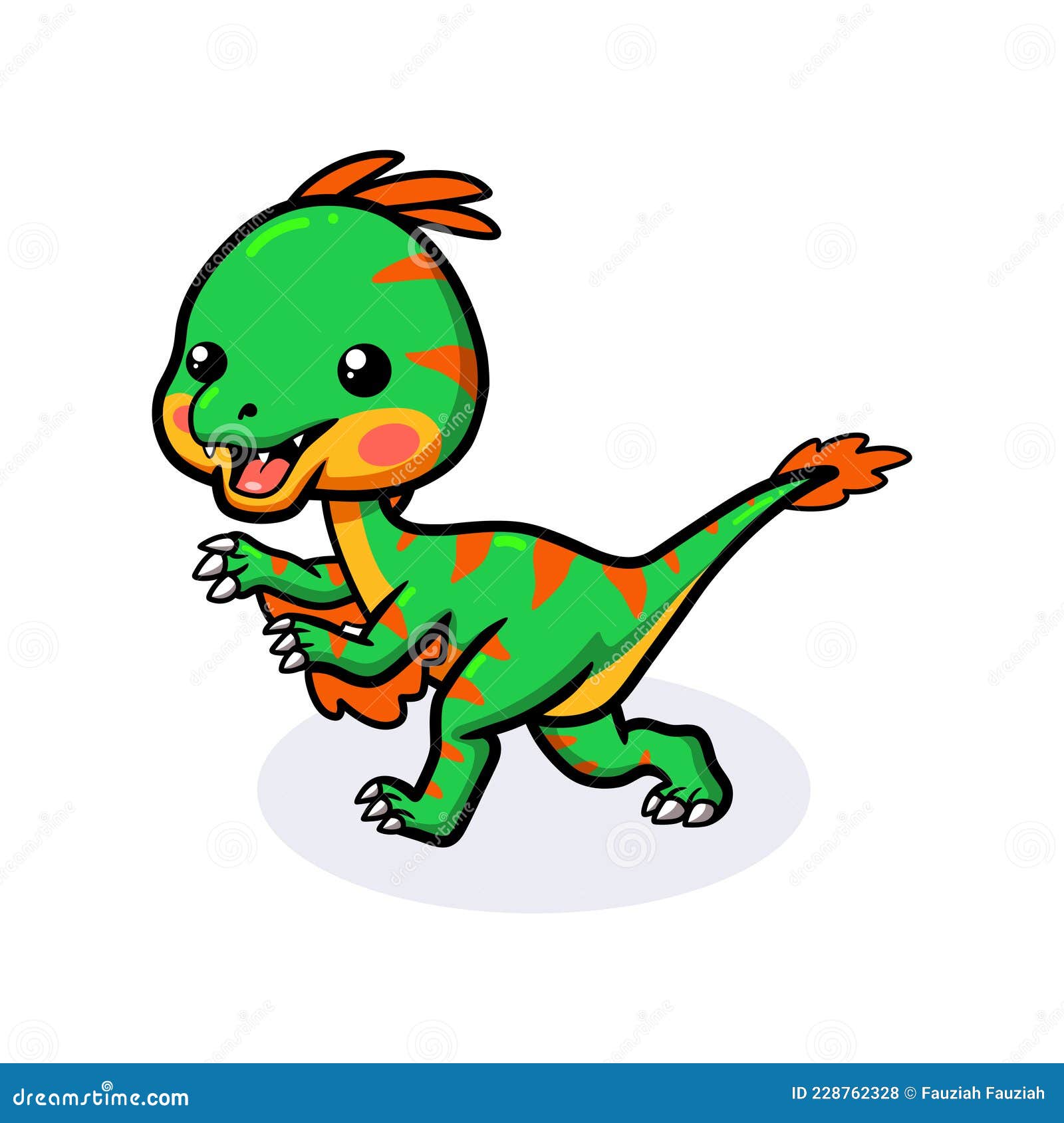 Oviraptor. Cute Cartoon Hand Drawn Illustration With Dinosaur And O ...