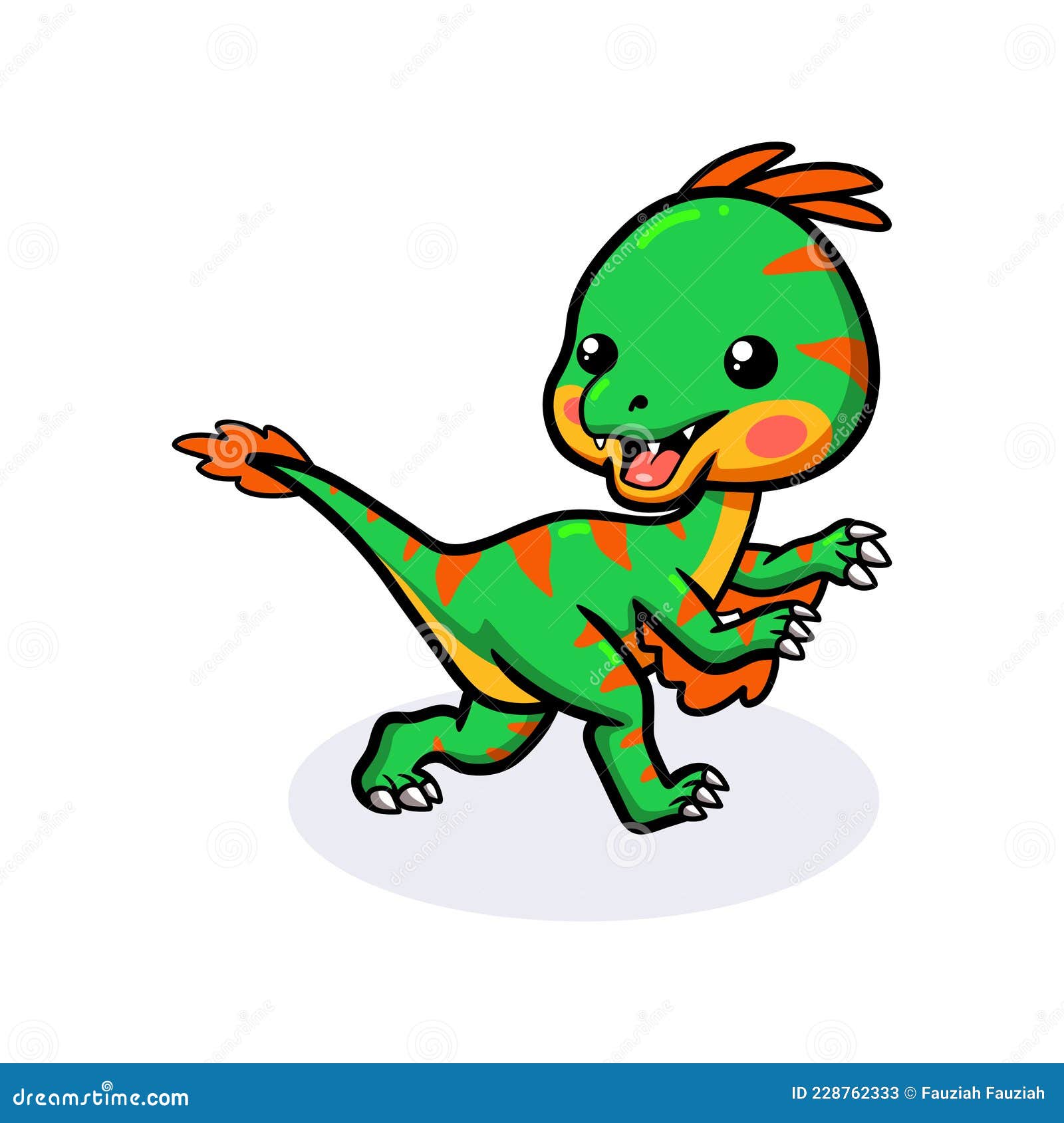 Cute Little Oviraptor Dinosaur Cartoon Running Stock Vector ...