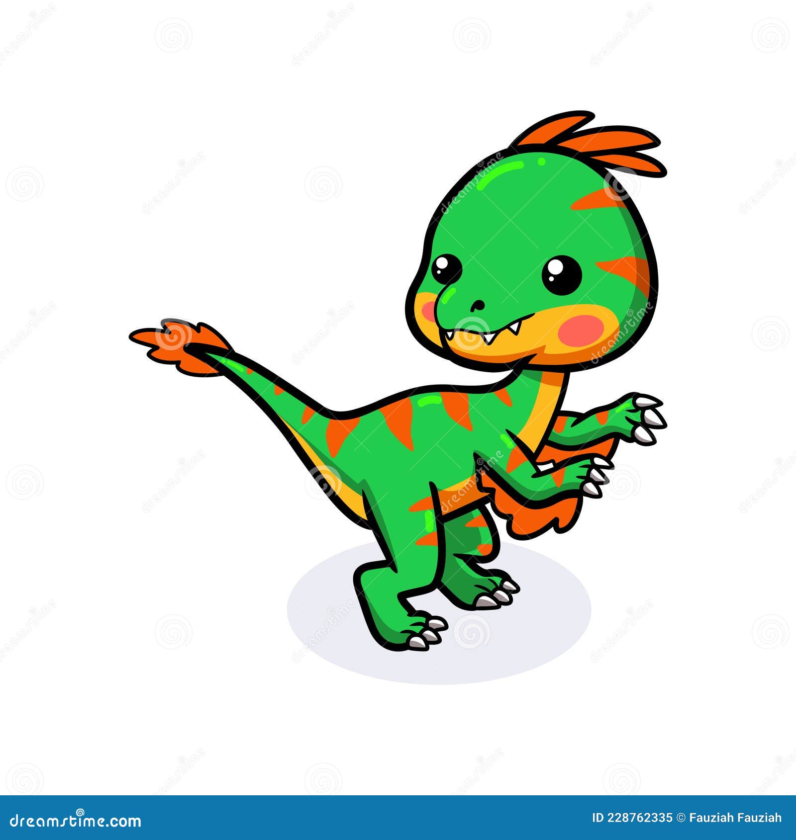 Cute Little Oviraptor Dinosaur Cartoon Stock Vector - Illustration of ...