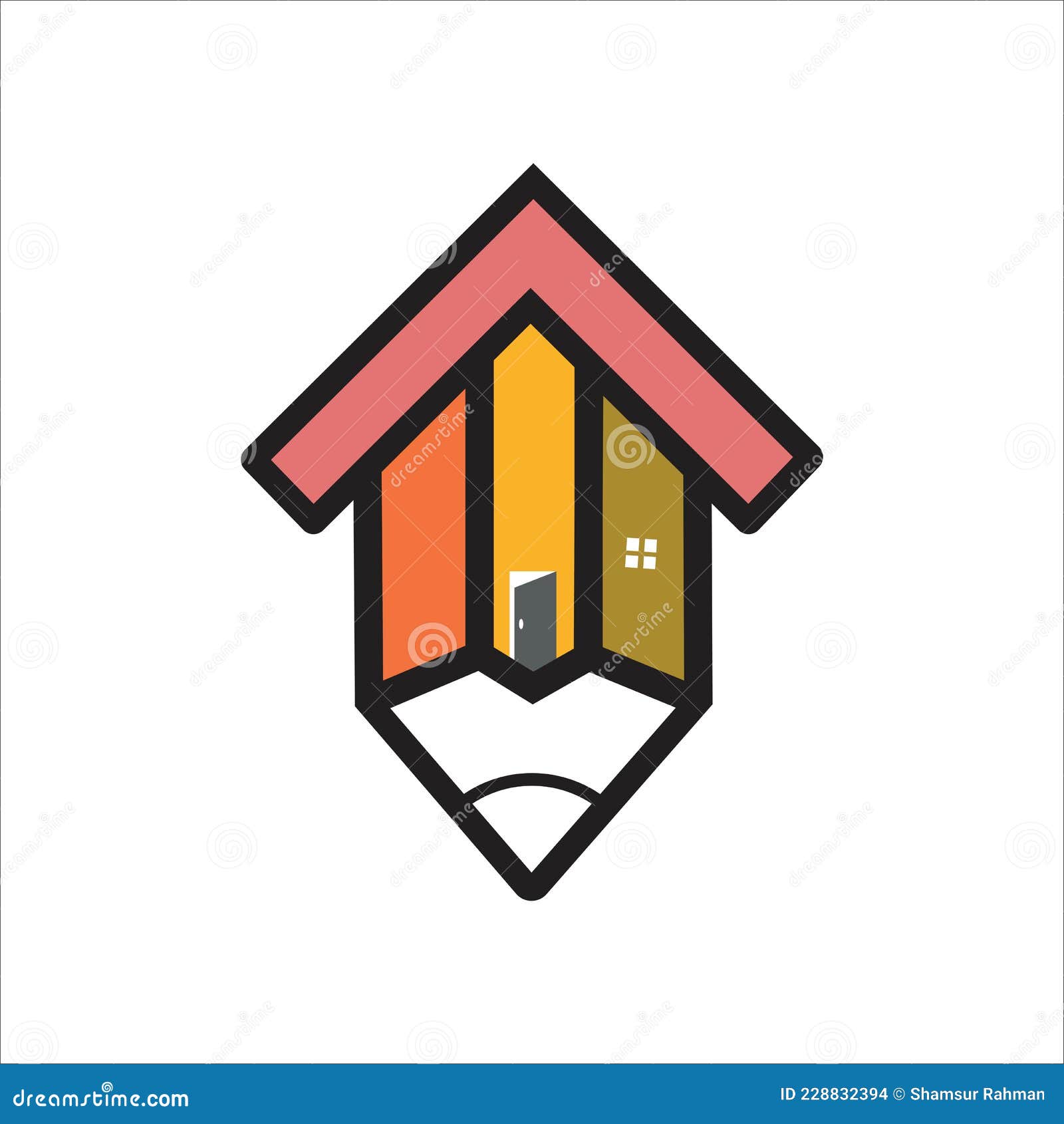 Pencil House Logo Vector Design Stock Vector - Illustration of high ...