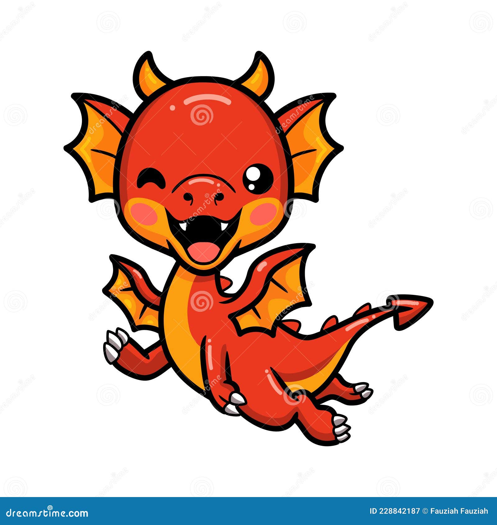 Cute Red Little Dragon Cartoon Stock Vector - Illustration of forest ...
