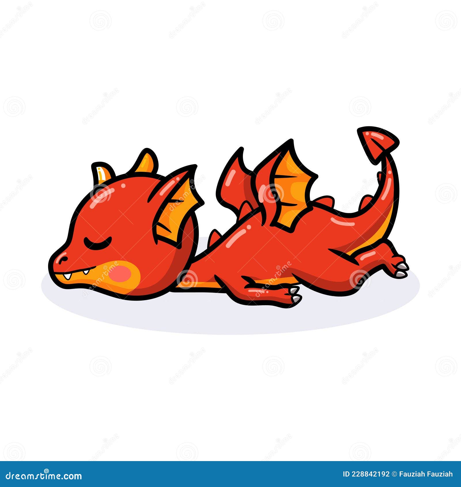 Cute Red Little Dragon Cartoon Sleeping Stock Vector - Illustration of ...