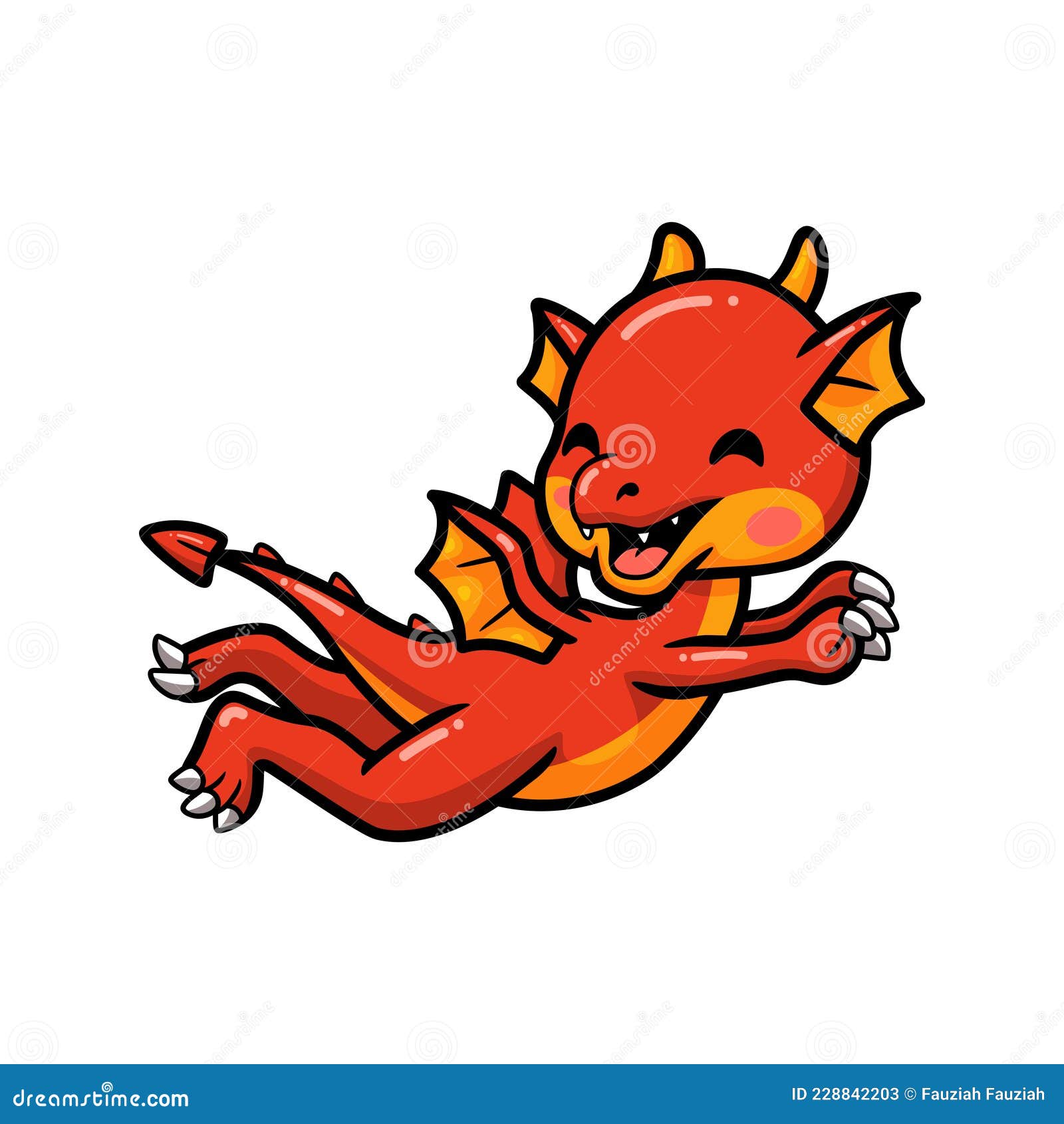 Cute Red Little Dragon Cartoon Stock Vector - Illustration of fantasy ...