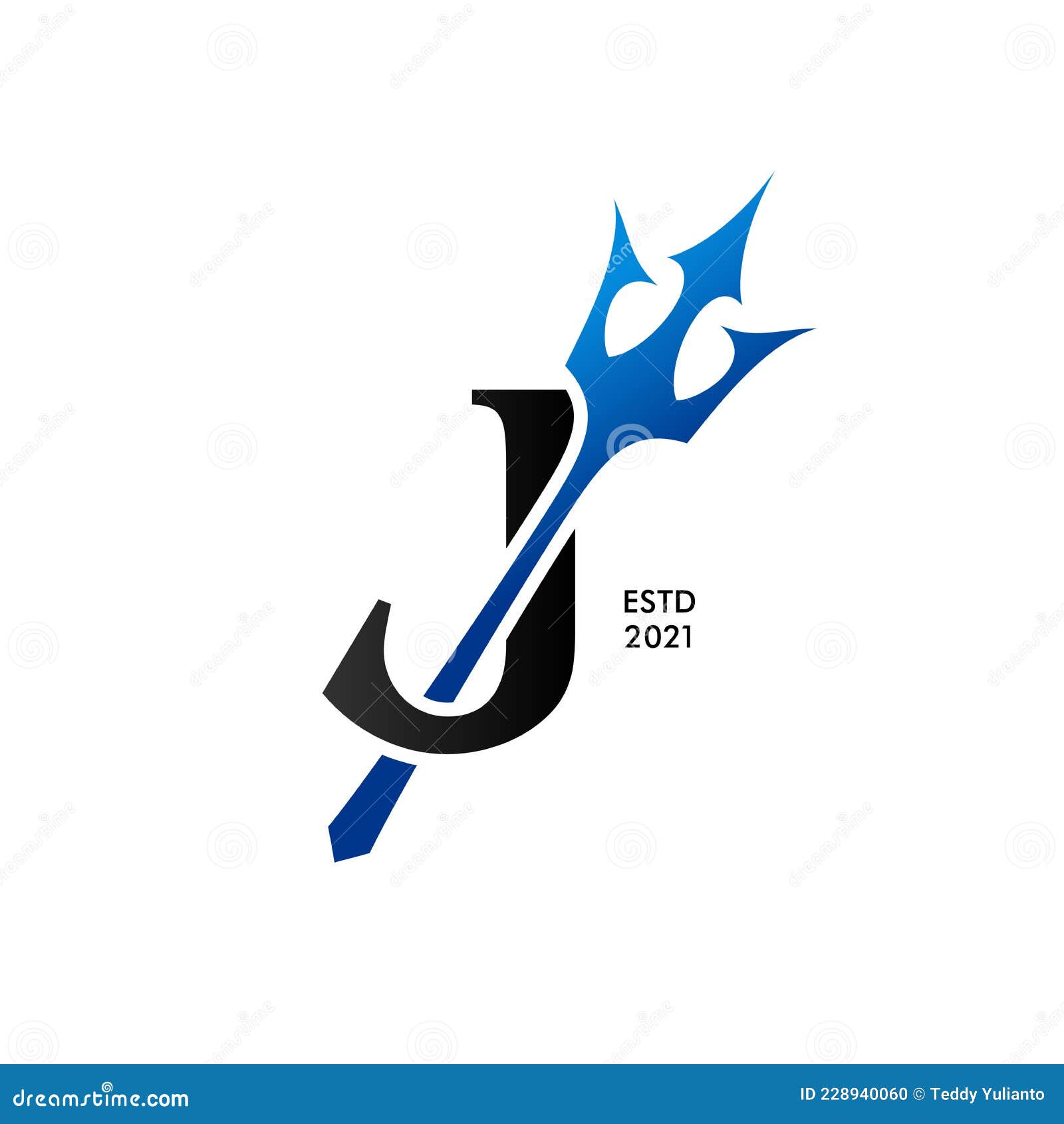 Simple and Luxury Initial J Blue Trident Stock Vector - Illustration of ...