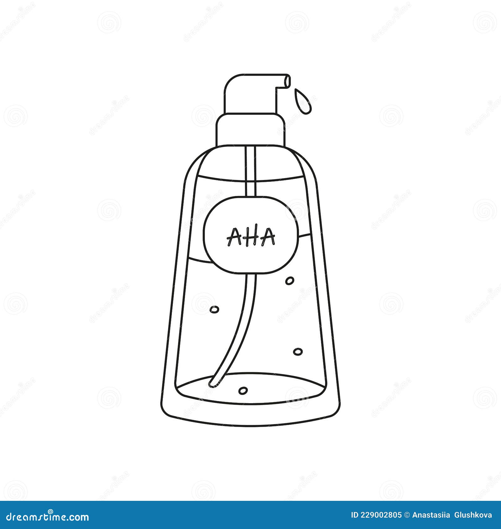 Hand Drawn Doodle Bottle of Serum with AHA- Acids Outline, Isolated ...