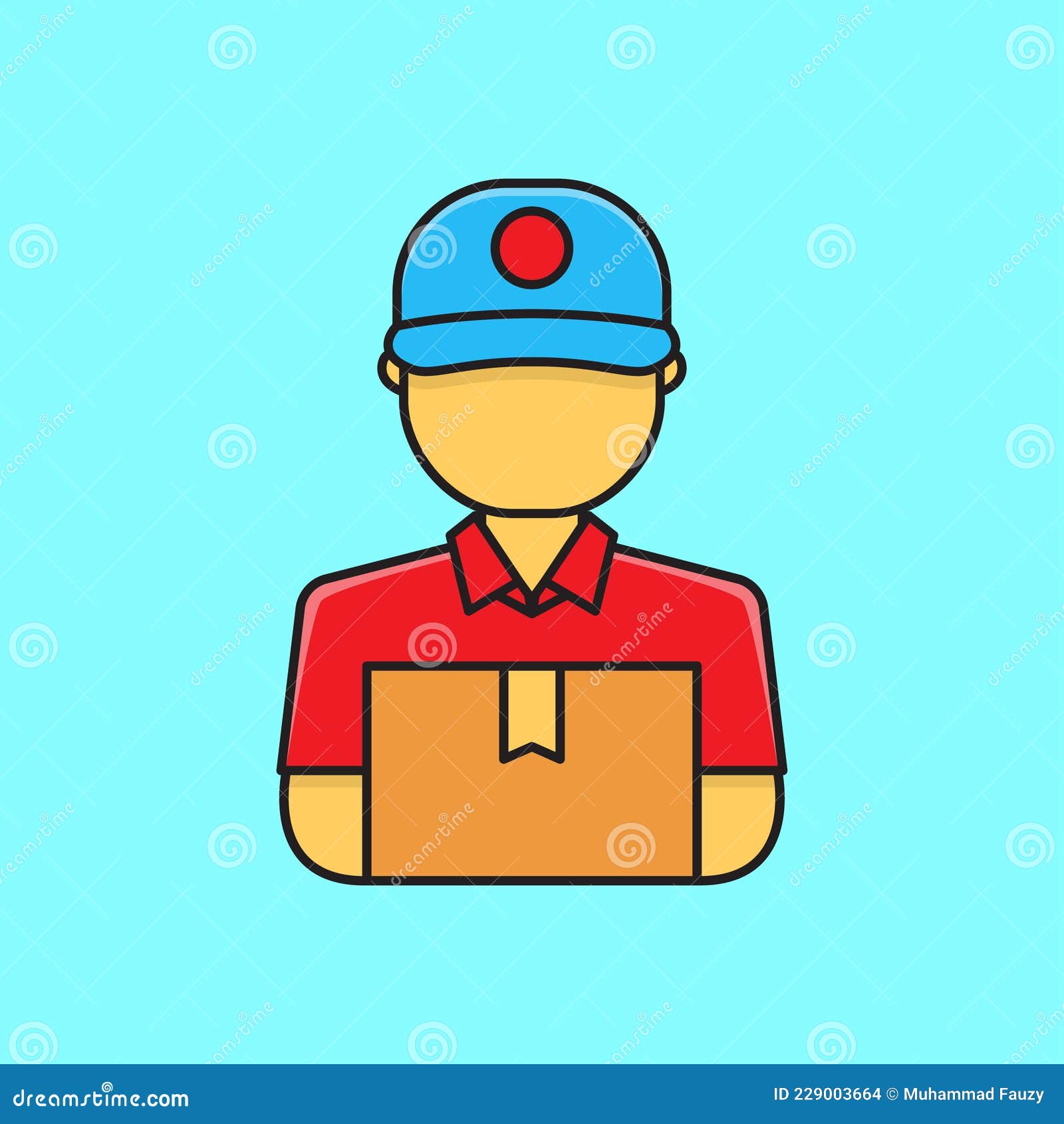 Delivery Guy Icon in Linear Color Style Stock Vector - Illustration of ...