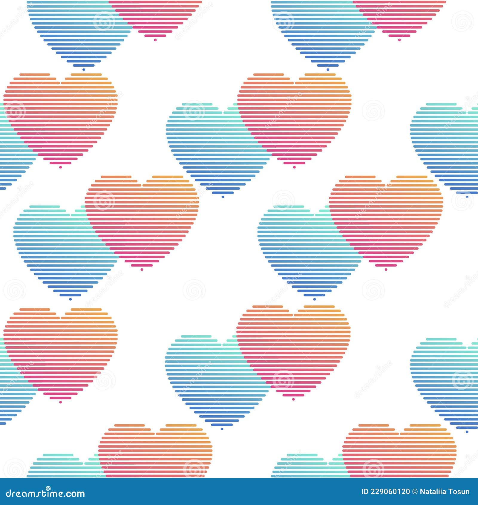 Pink and Blue Modern Heart Seamless Pattern Illustration Background ...