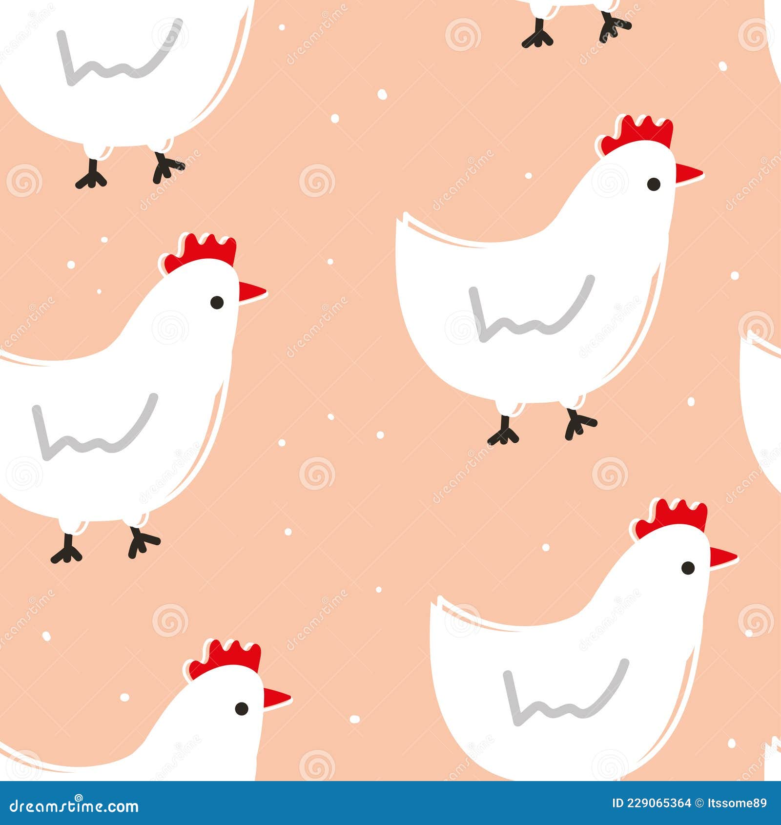 Seamless Pattern with Cute Cartoon Chicken for Fabric Print, Textile ...