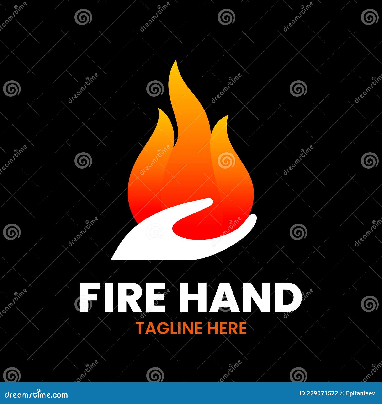 Fire Hand Logo Design Template. One Hand with Fire Stock Vector - Illustration of explosion ...