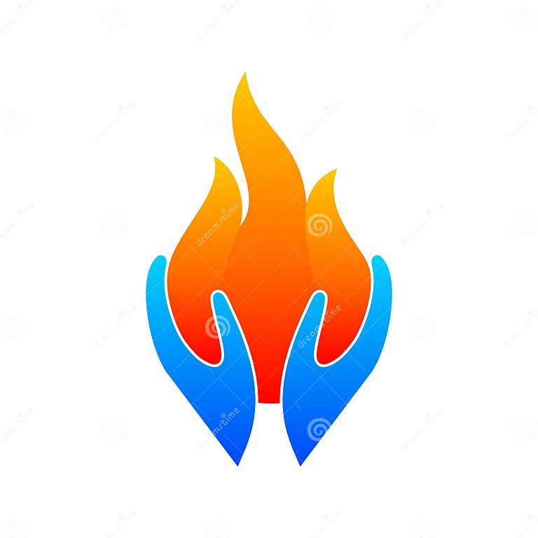 Flame Hands Logo Design Template. Abstract Hands and Fire Stock Vector ...