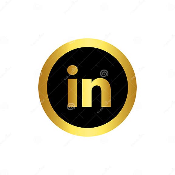 Rounded Gold Linkedin Logo Icon Editorial Photo - Illustration of media ...