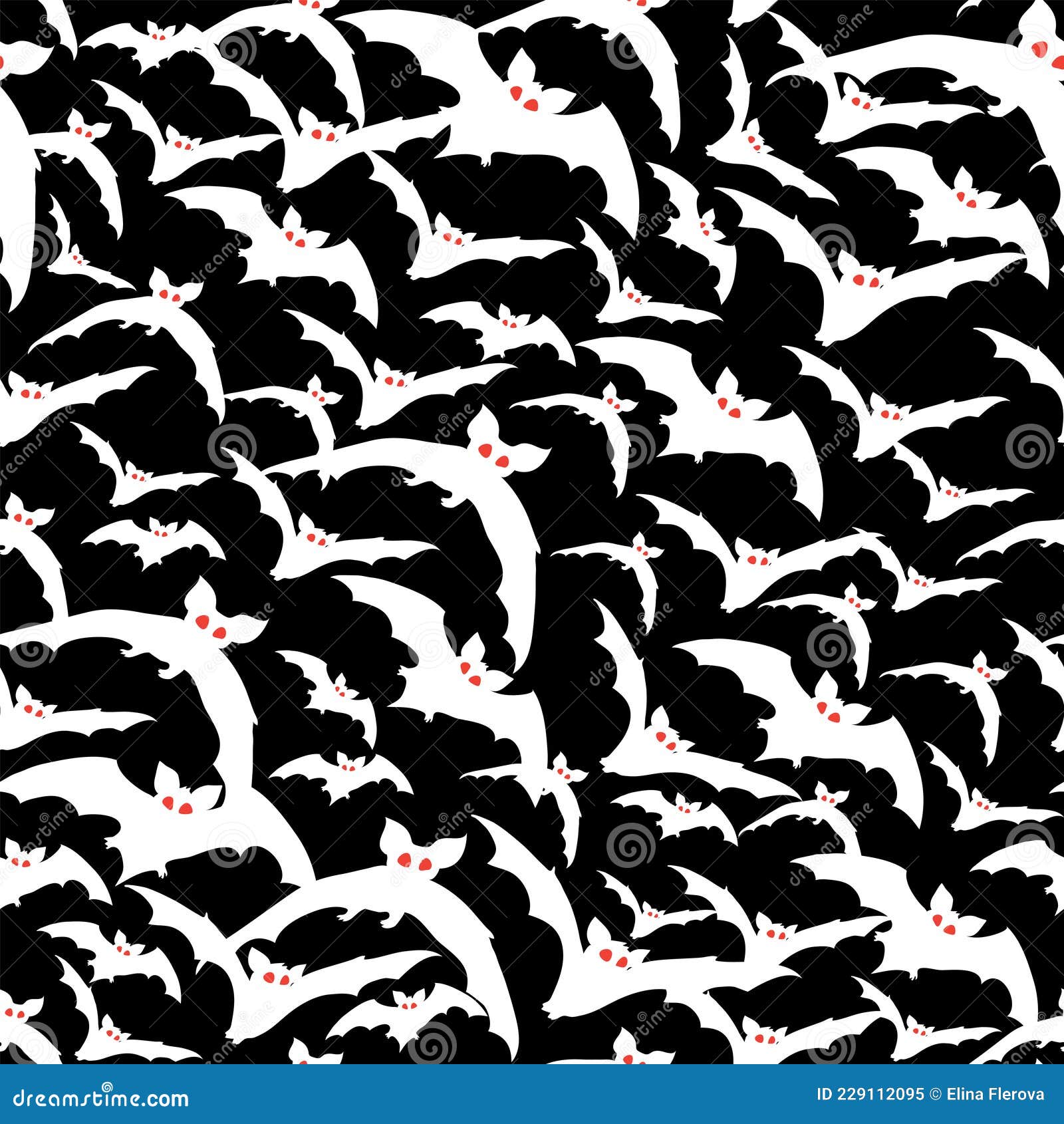 Vector Seamless Pattern with White Bats on Black Background Stock ...