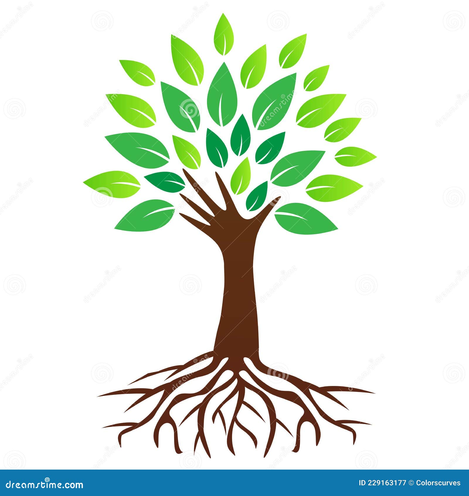Abstract Hand Shape Creation Tree with Roots Design Logo Stock Vector ...
