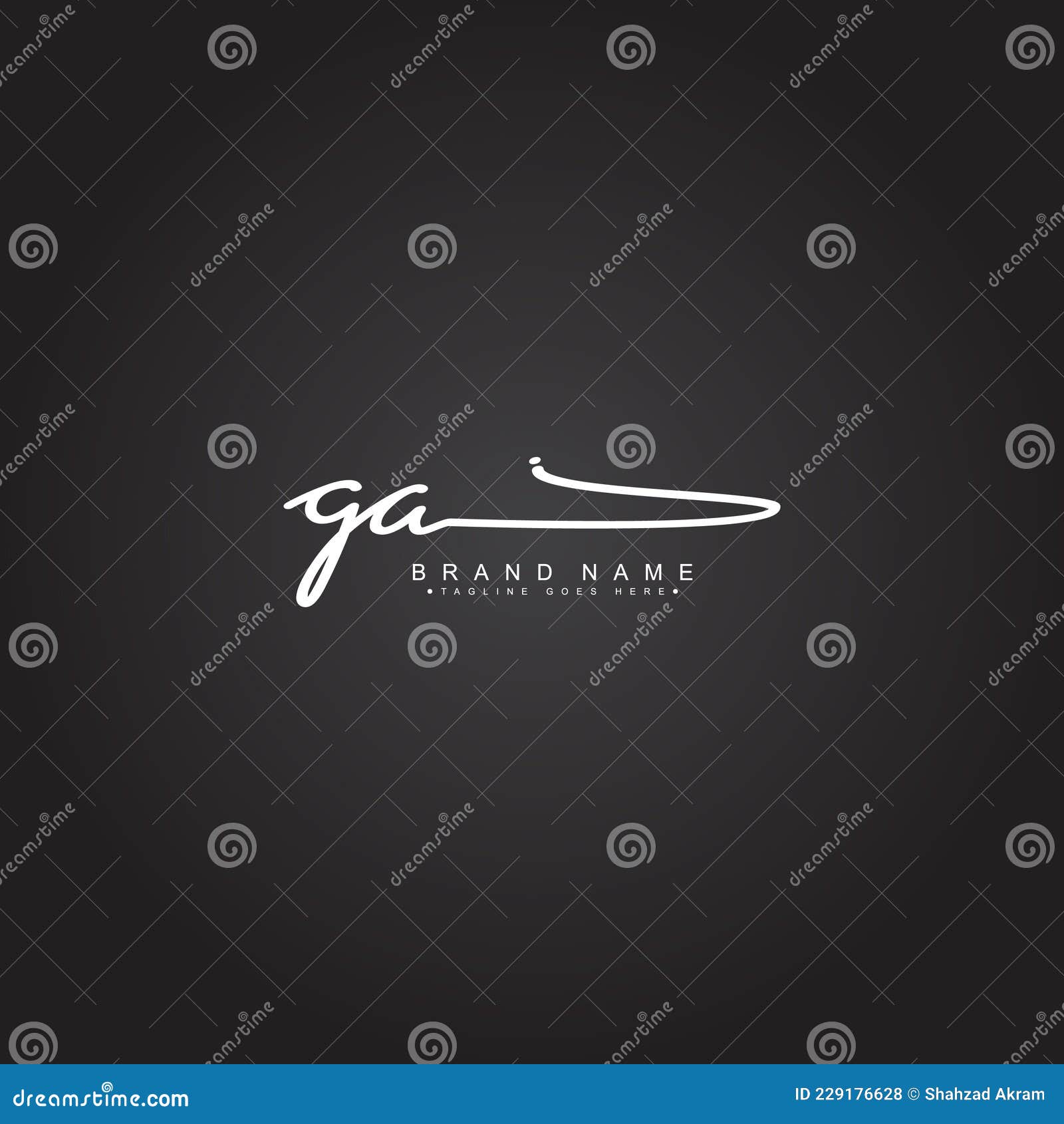 Initial Letter GA Logo - Handwritten Signature Logo for Alphabet G and ...