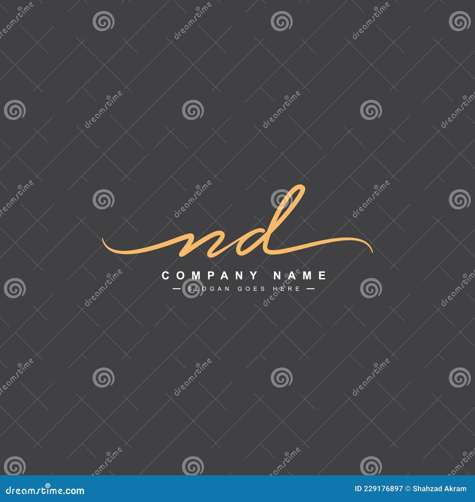 Initial Letter ND Logo - Handwritten Signature Logo for Alphabet N and ...