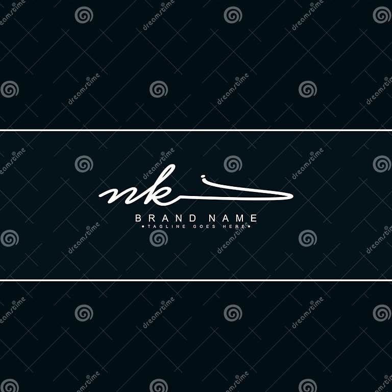 Initial Letter NK Logo - Handwritten Signature Logo for Alphabet N and ...