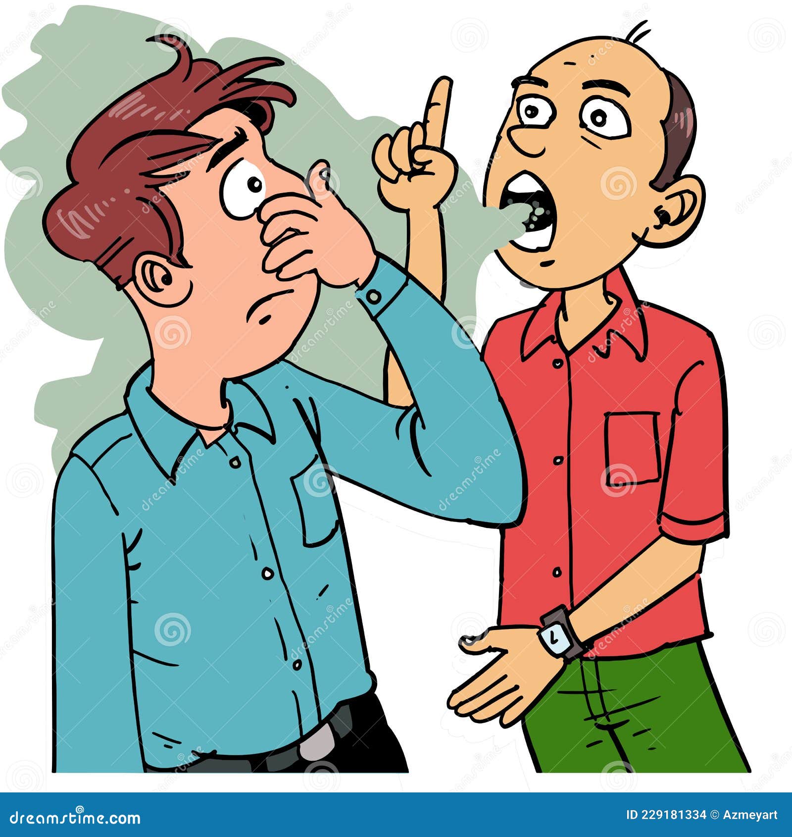 Cartoon Bad Breath Man Talking with His Friend. Stock Vector ...
