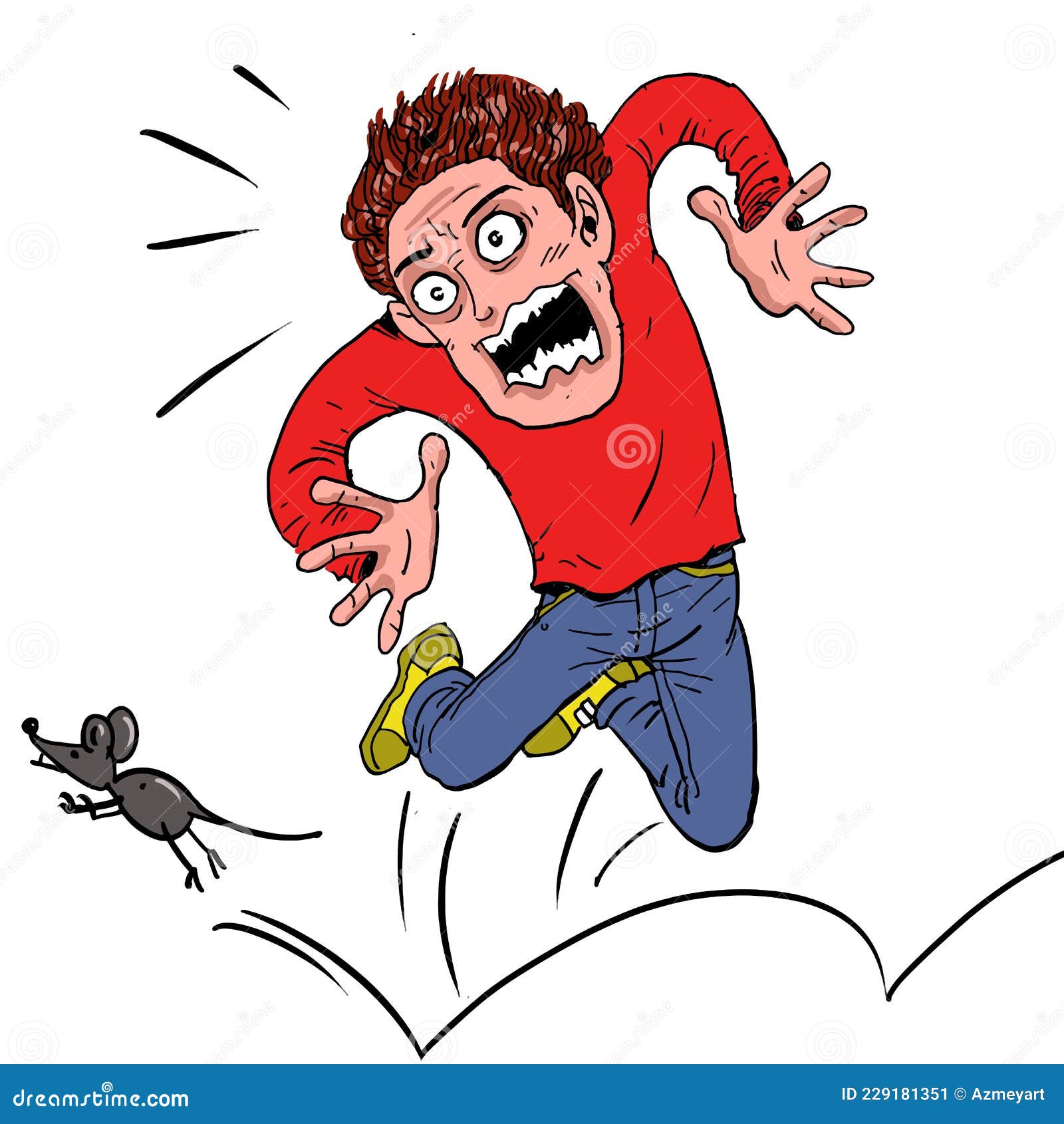 Man Running Forward In Fear