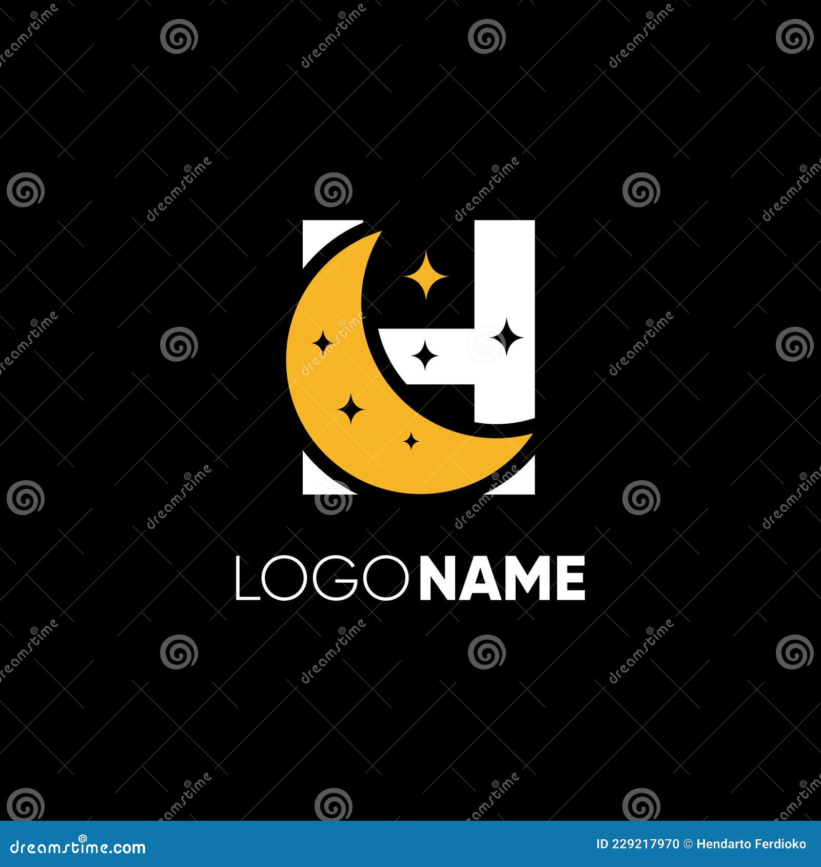 Letter H Initial Moon Logo Design Vector Icon Graphic Stock Vector ...