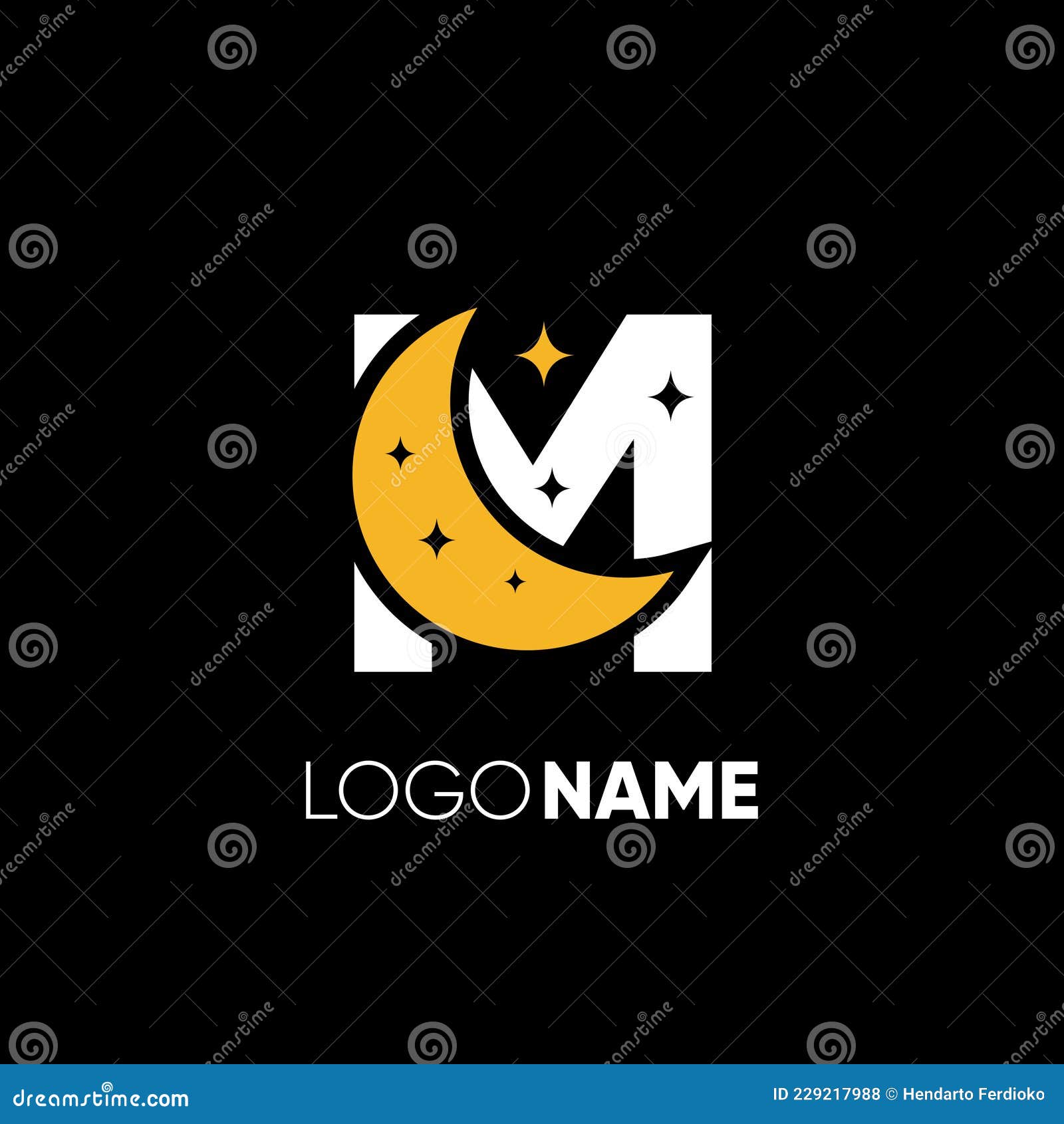 Letter M Initial Moon Logo Design Vector Icon Graphic Illustration ...