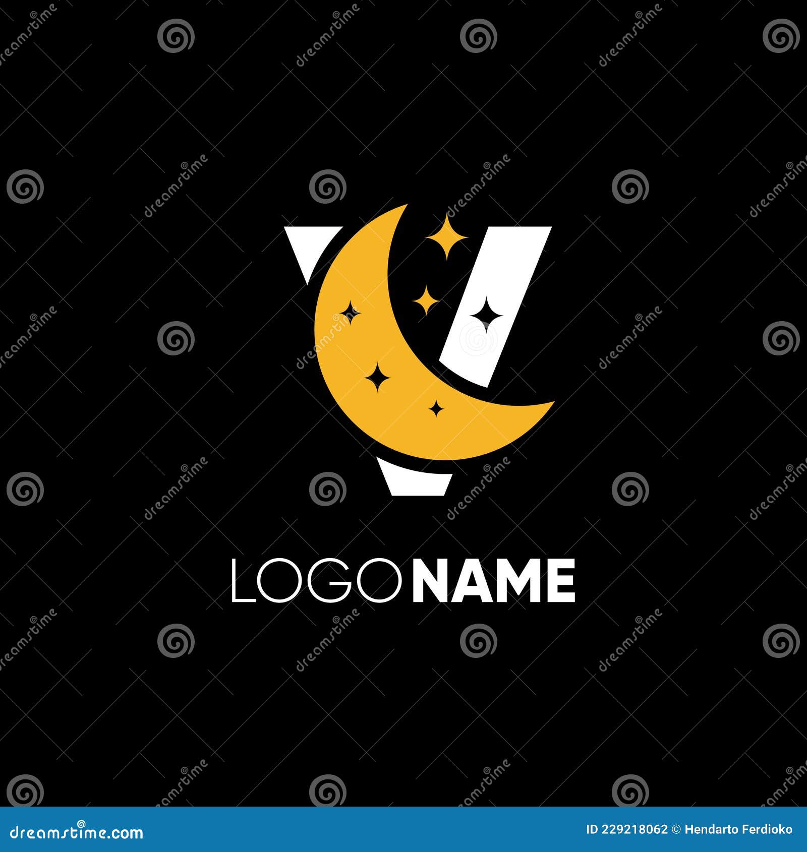 Letter V Initial Moon Logo Design Vector Icon Graphic Illustration ...