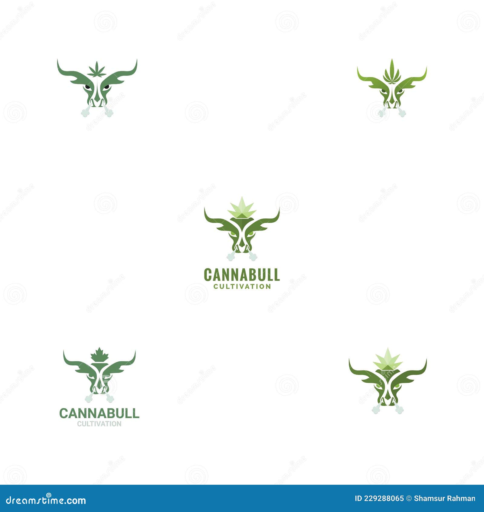 Canna Bull Logo Design with Cannabis Leaf Stock Vector - Illustration ...