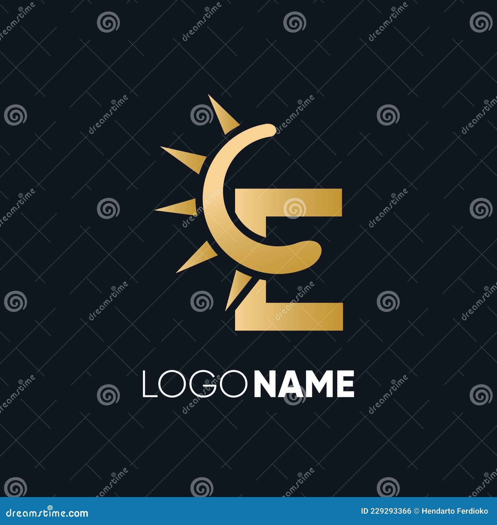Letter E Initial Sun Logo Design Vector Icon Graphic Illustration Stock ...