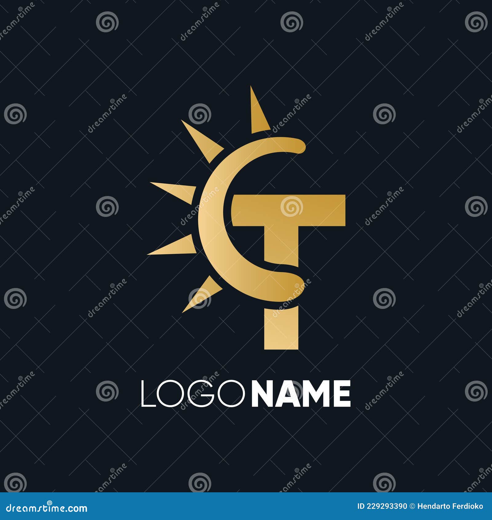 Letter T Initial Sun Logo Design Vector Icon Graphic Illustration Stock ...