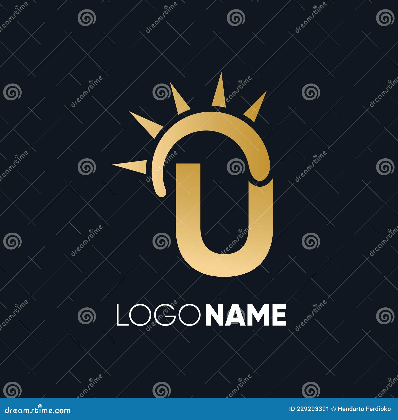 Letter U Initial Sun Logo Design Vector Icon Graphic Illustration Stock ...