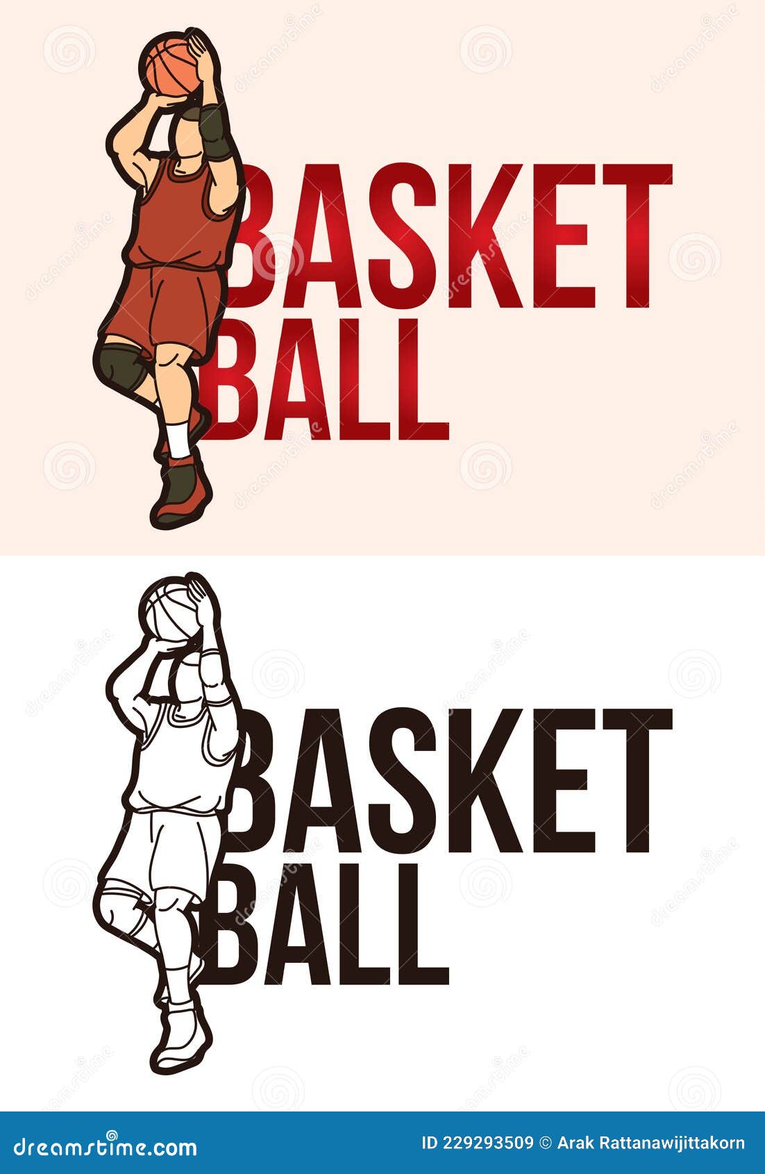 Basketball Text with Sport Player Graphic Vector Stock Vector ...