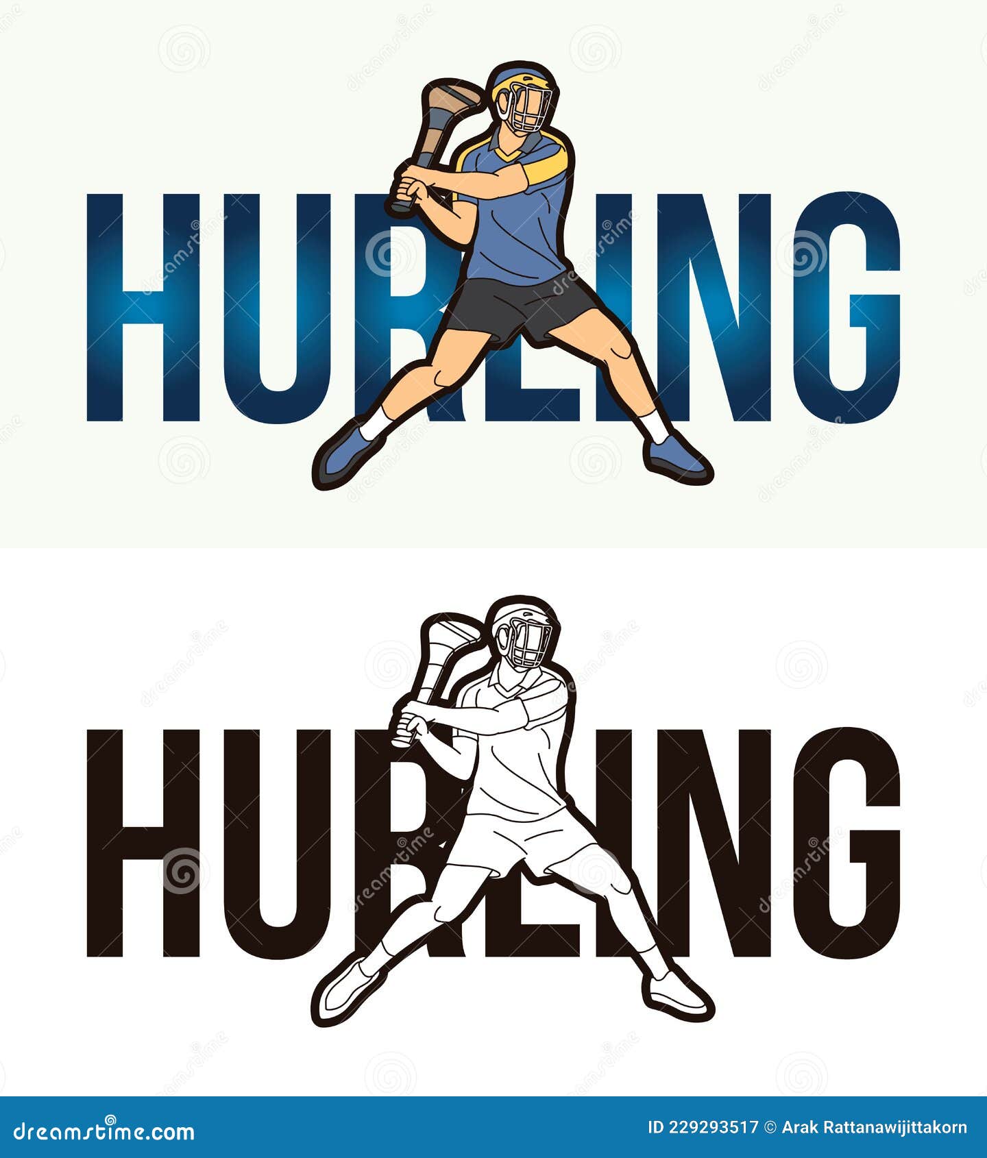 Hurling Text with Sport Player Graphic Vector Stock Vector ...
