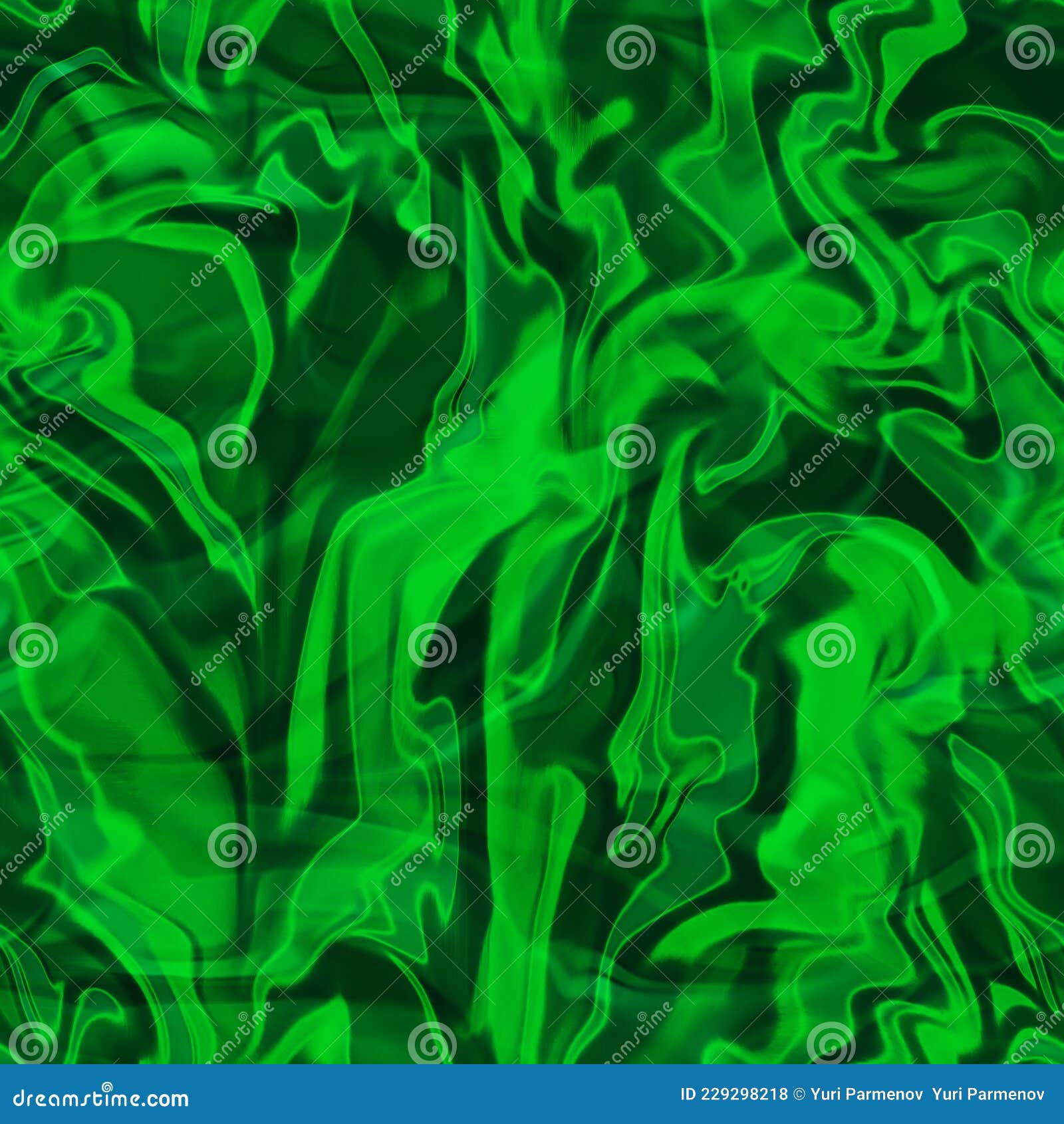 Green Neon Flame on a Dark Background. Chain Lightning Current Energy ...