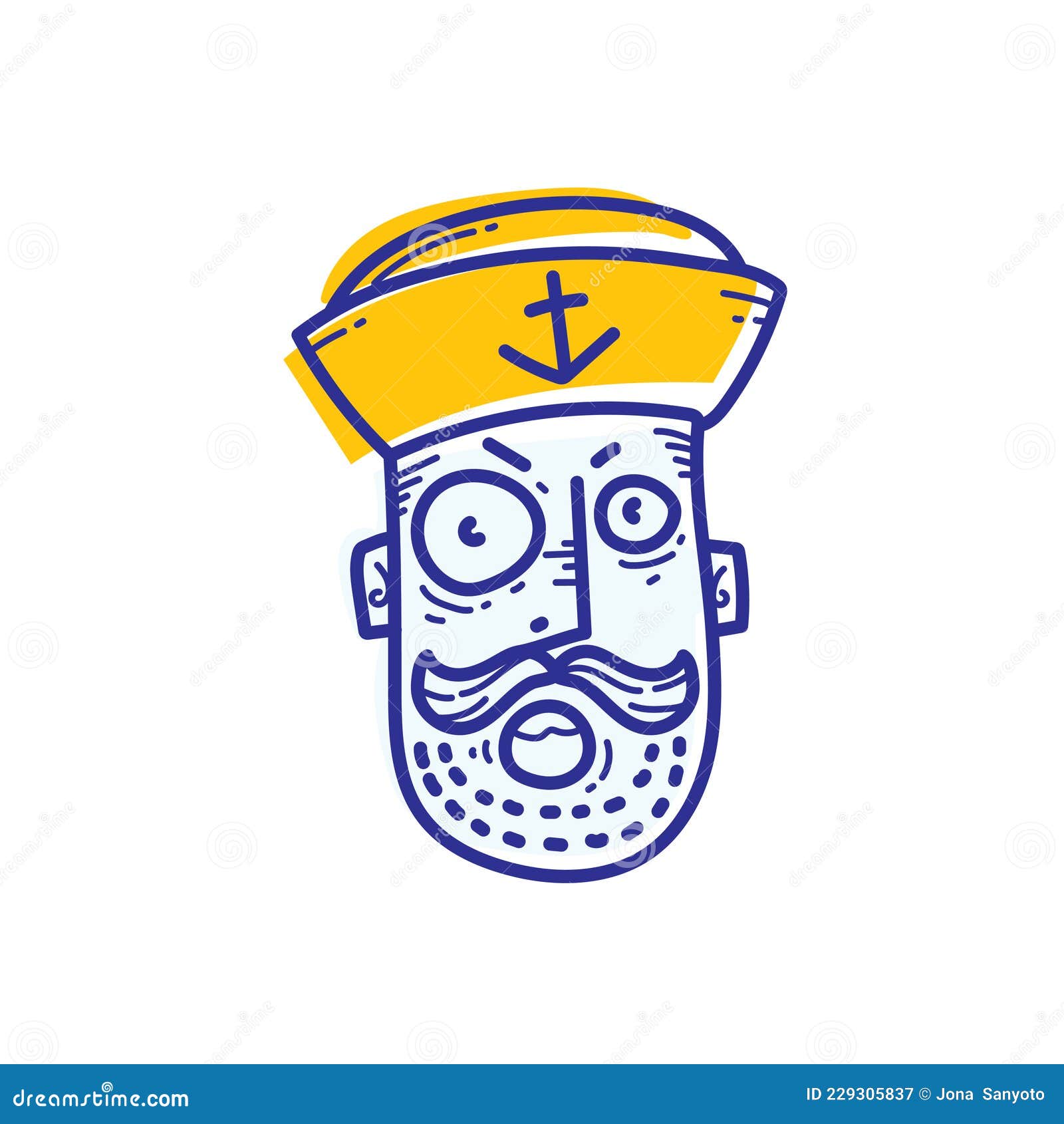 Surprised Sailor Face Doodle Funky Playful Illustration Stock Vector ...