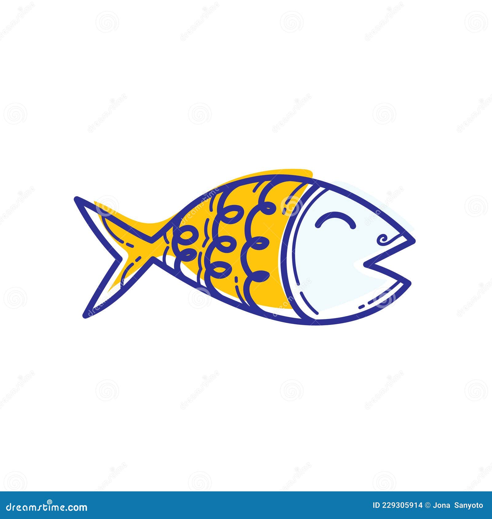 Ocean Happy Fish Doodle Funky Playful Illustration Stock Illustration ...