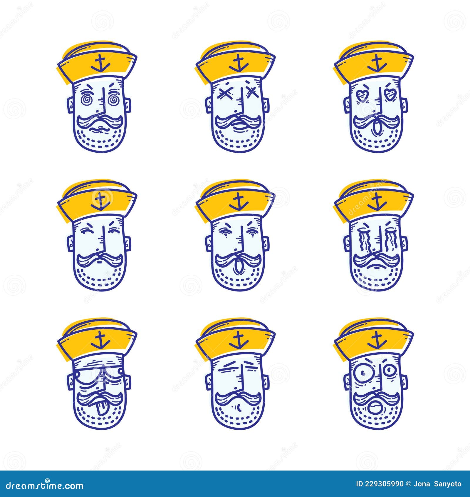 Sailor Hat Emoji Isolated On White Background, Marine Emoticon Wearing ...