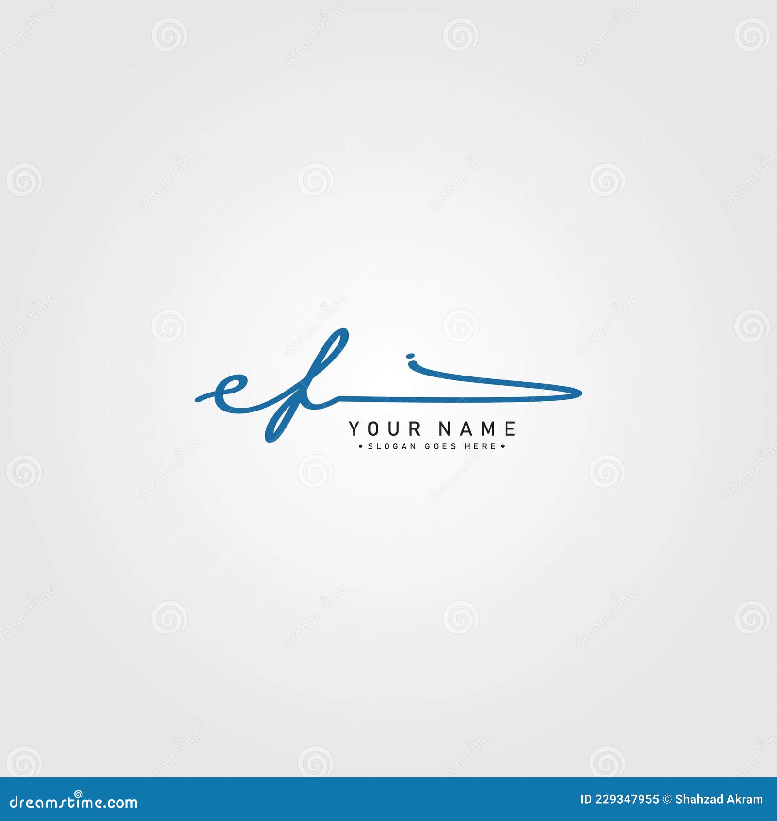 Initial Letter EF Logo - Handwritten Signature Logo for Alphabet E and ...