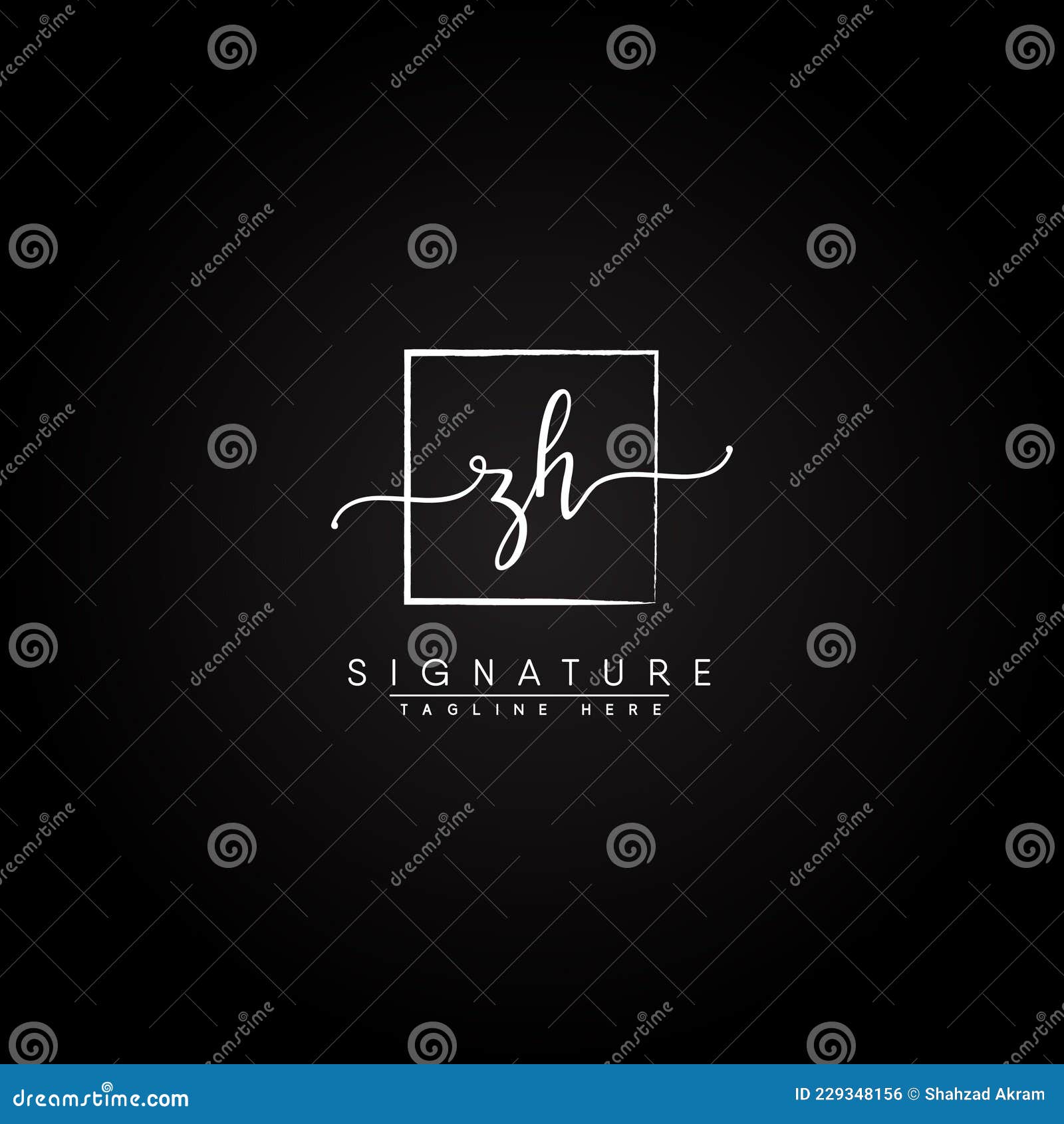Initial Letter ZH Logo - Handwritten Signature Logo for Alphabet Z and ...