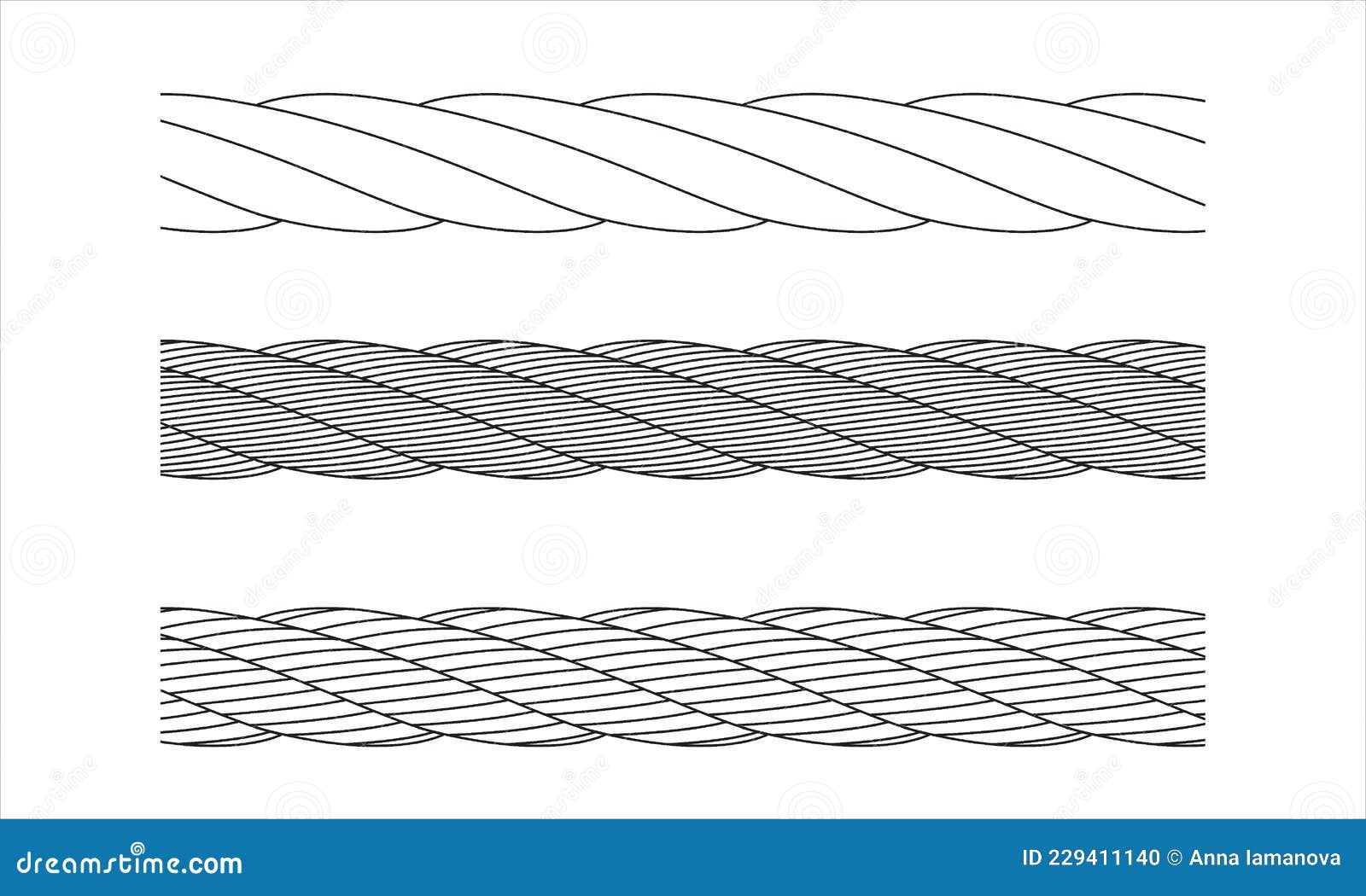 Different Ropes. Realistic Marine Round And Square Rope Border. Jute Or ...