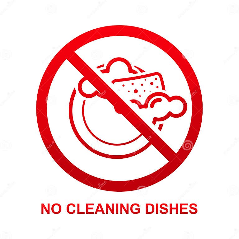 No Cleaning Dishes Sign Isolated on White Background Stock Vector ...