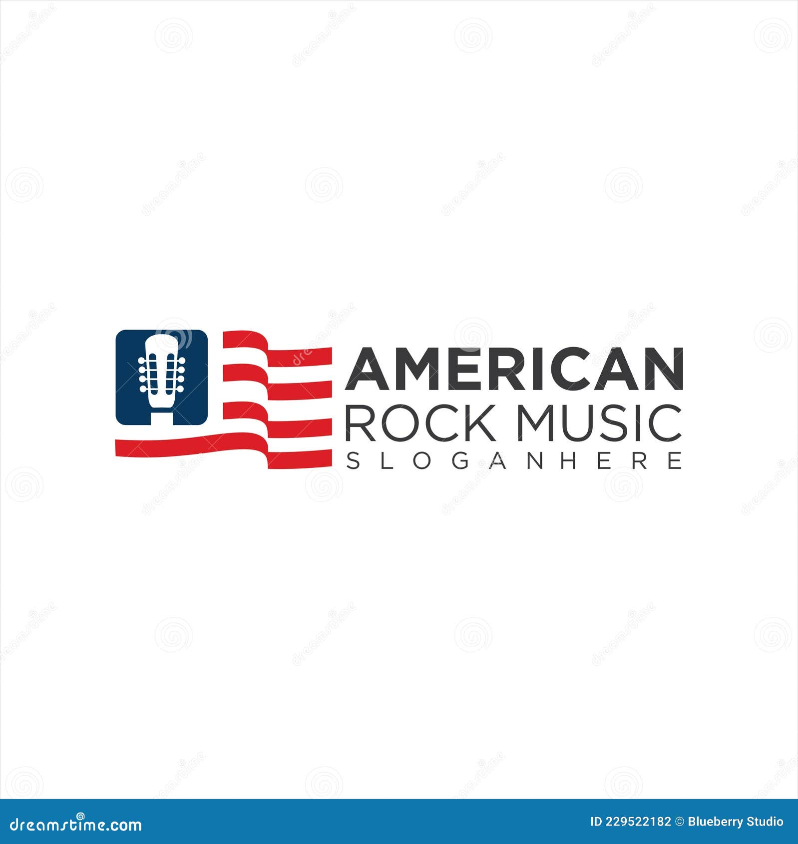 Rock Music Usa Logo Design with American Flag Vector Illustration Stock ...