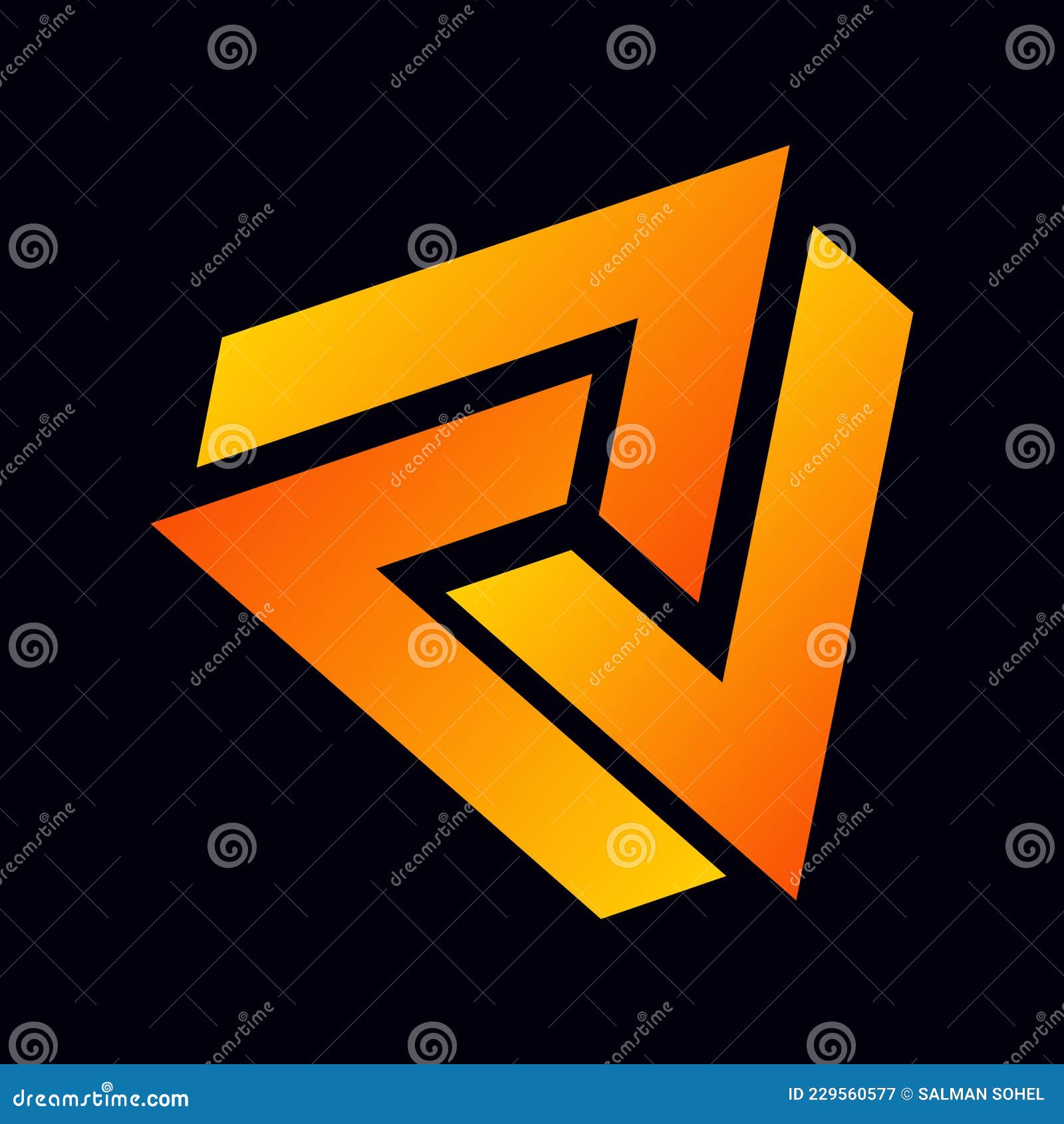 Abstract Red Yellow Gradient Triangle Logo Symbol Design Stock Image