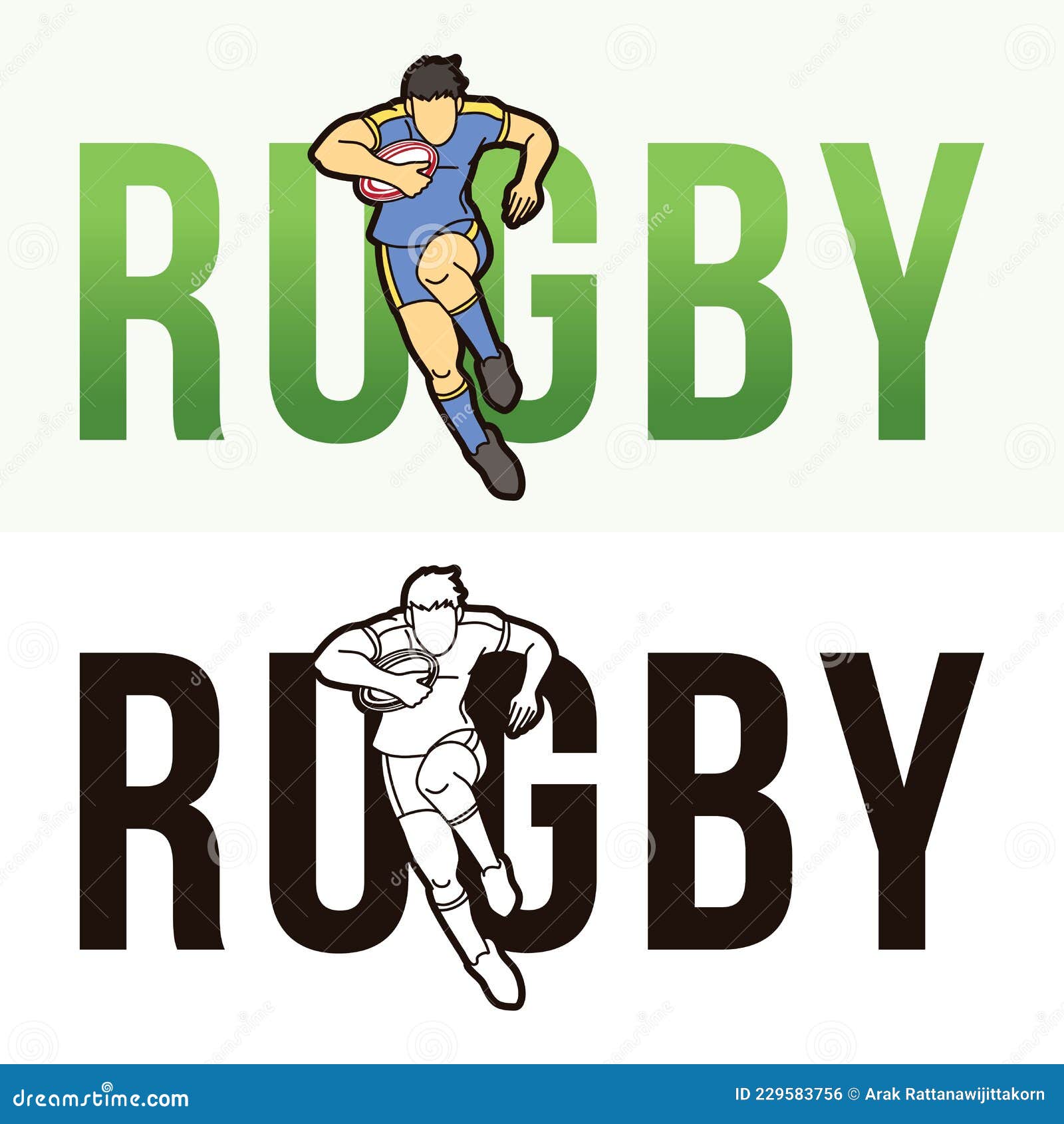 Rugby Text with Sport Player Graphic Vector Stock Vector - Illustration ...
