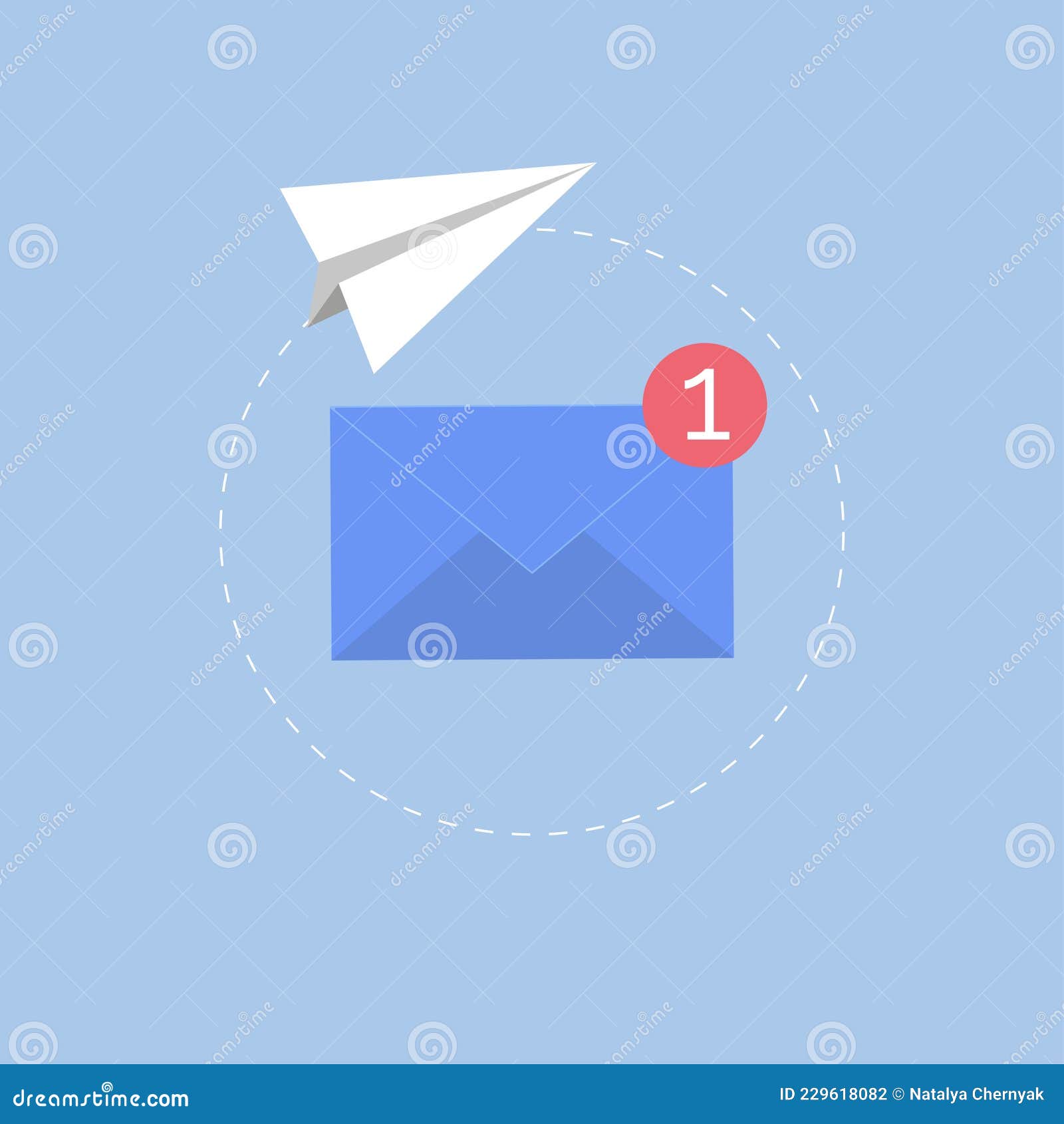 The Concept of a Mail Message, SMS. Paper Airplane and Postal Envelope ...