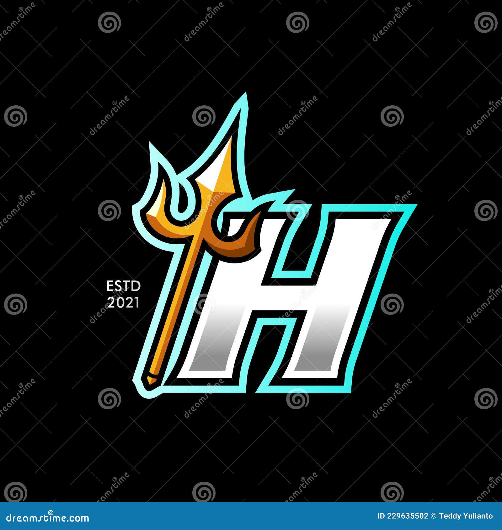 Bold and Strong Logo Design Initial H Trident Stock Vector ...