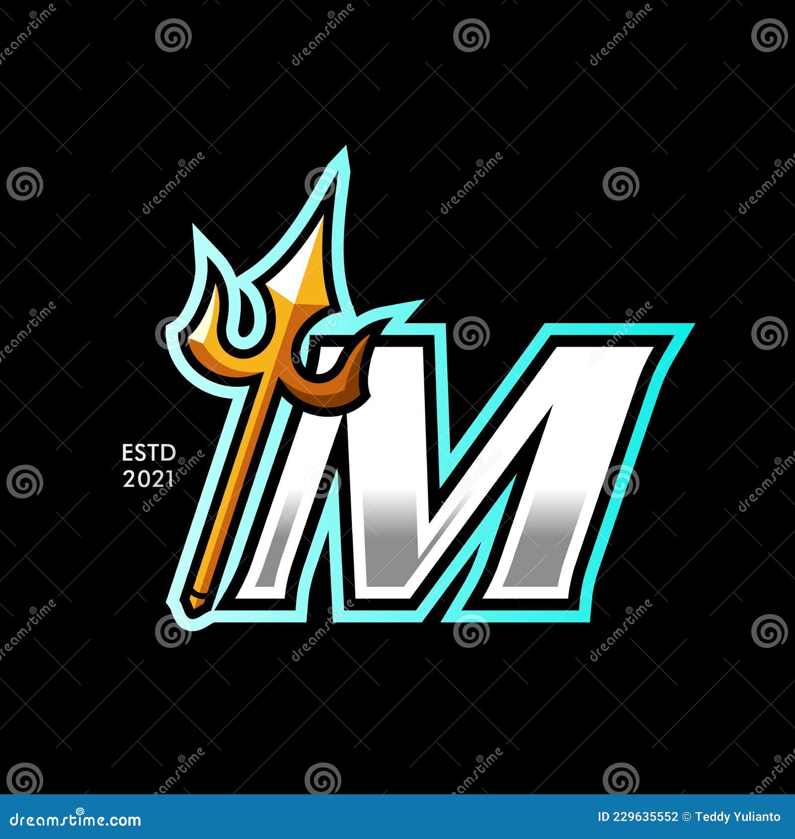 Bold and Strong Logo Design Initial M Trident Stock Vector ...